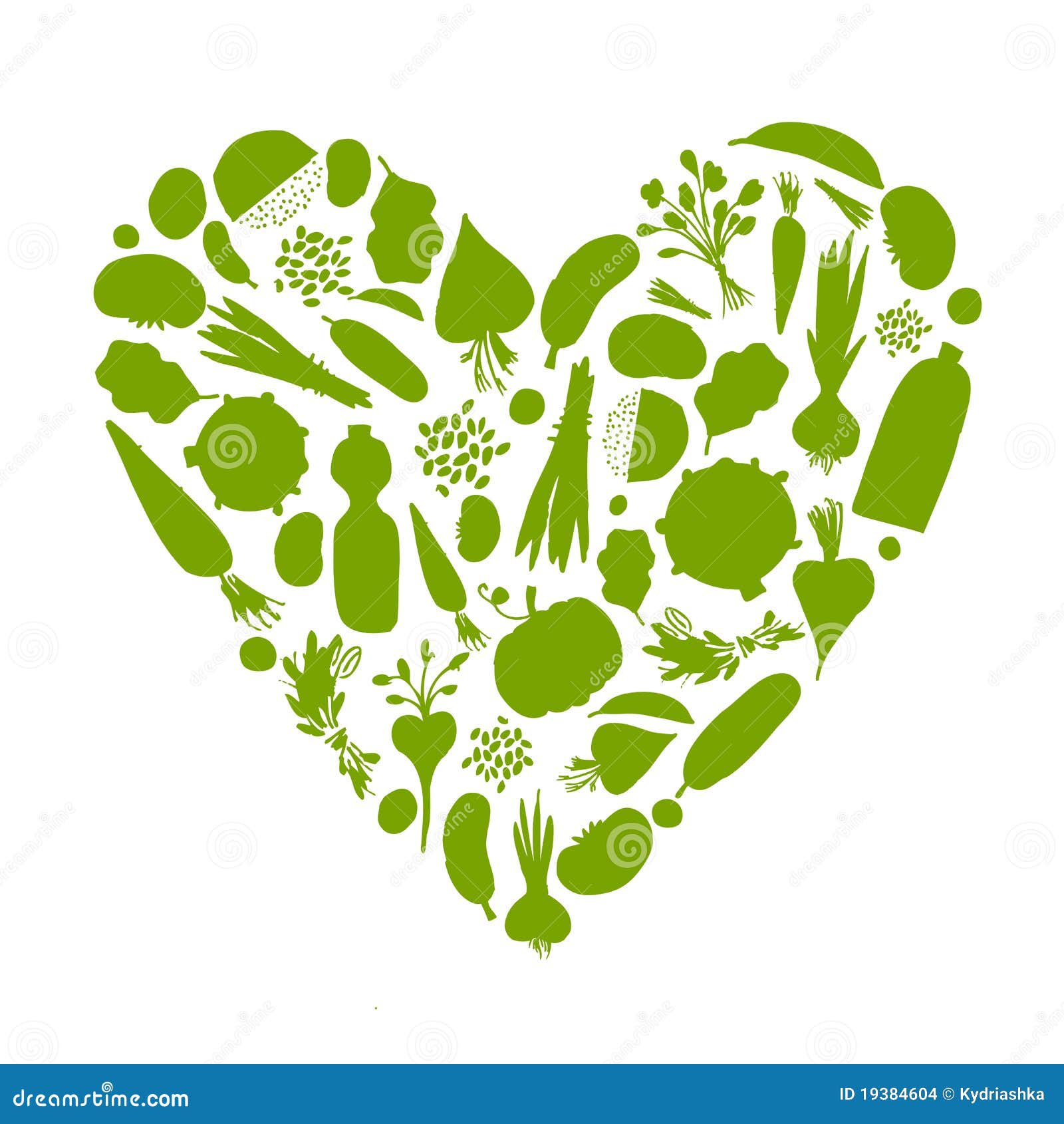 Het Gezonde Leven - Hartvorm Met Groenten Vector Illustratie ...