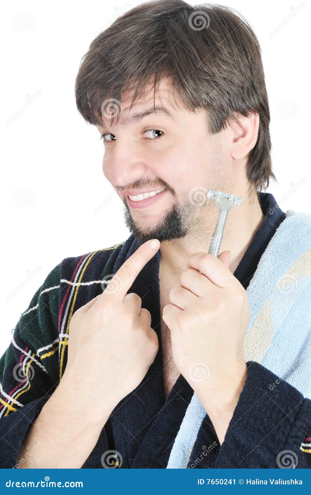 Het Glimlachende Scheermes Van De Mensengreep Stock Afbeelding - Image ...