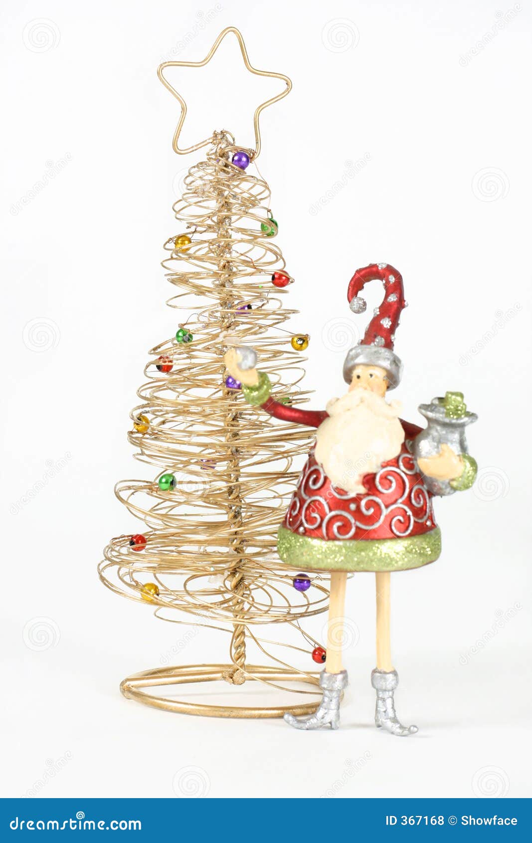 Het Gouden Boom En Elf Van De Kerstman Stock Foto - Image of ster ...