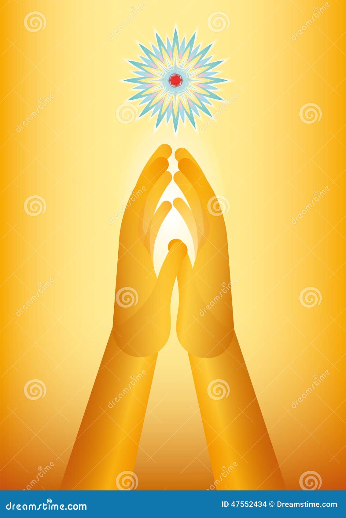 Het gouden hand bidden stock illustratie. Illustration of heilig - 47552434