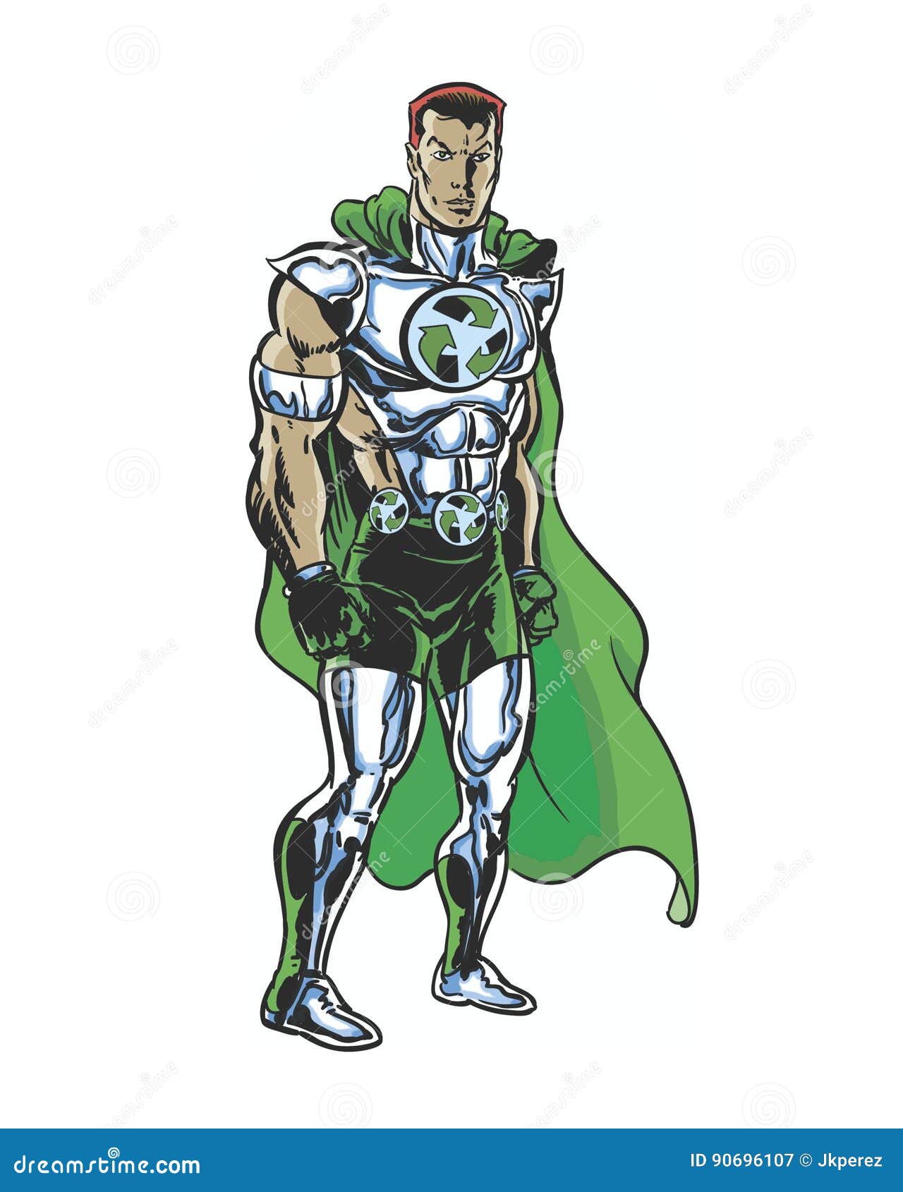 Het Grappige Boek Illustreerde Kringloop Super Held Met Symbool Stock ...