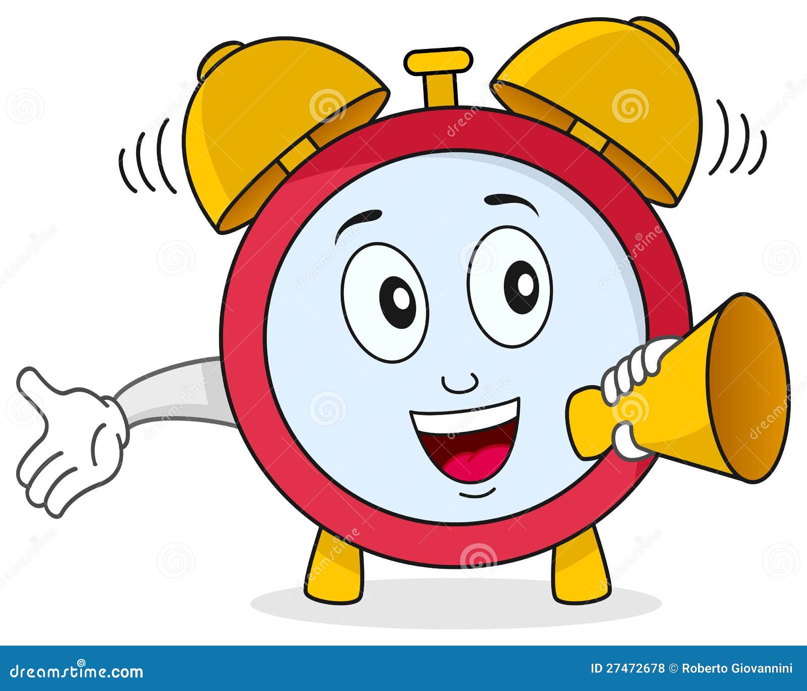 Het Grappige Karakter Van De Wekker Vector Illustratie - Illustration ...