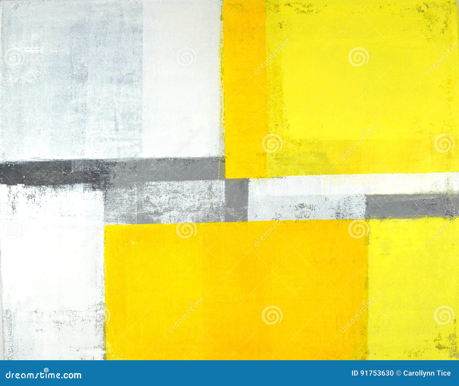 Het Grijze En Gele Abstracte Schilderen Van De Kunst Stock Foto - Image ...