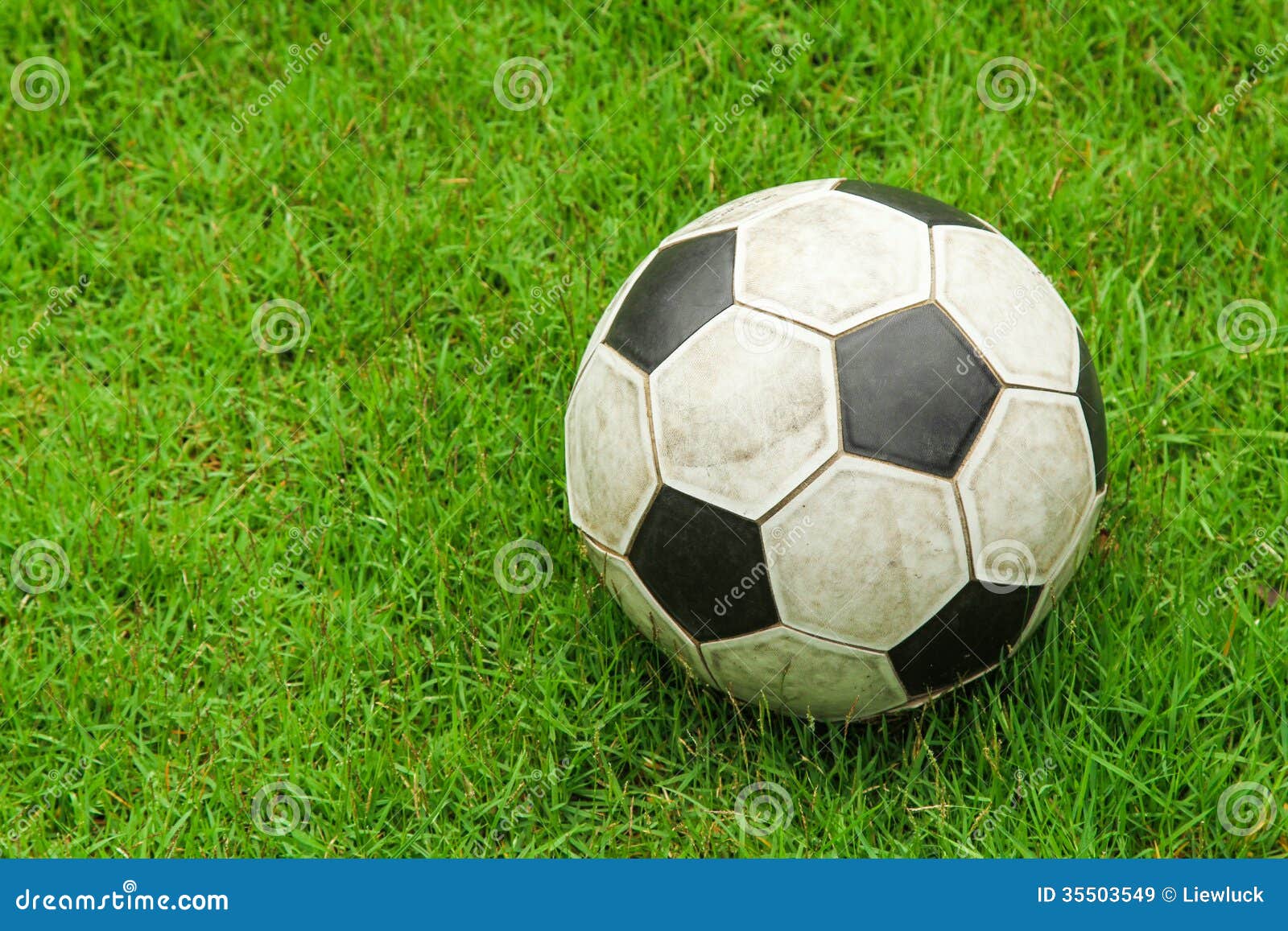 Het Groene Gebied Van Het Grasvoetbal Met Bal Stock Afbeelding - Image ...