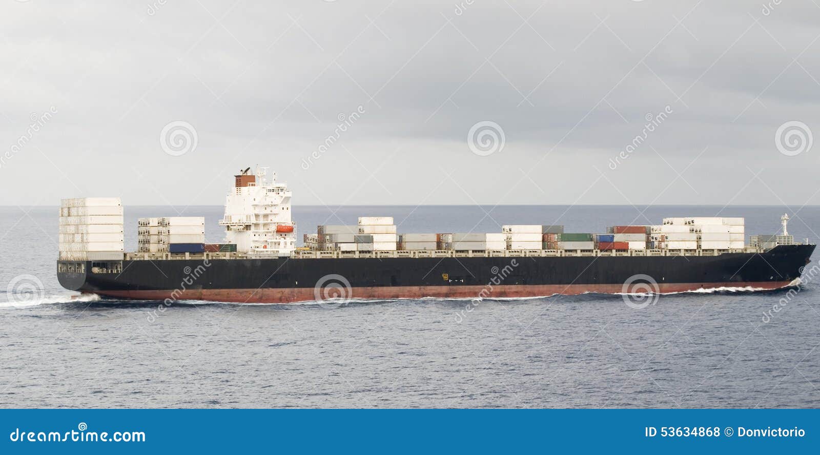 Het Grote Schip Van Het Containerschip En De Horizon Stock Foto - Image ...