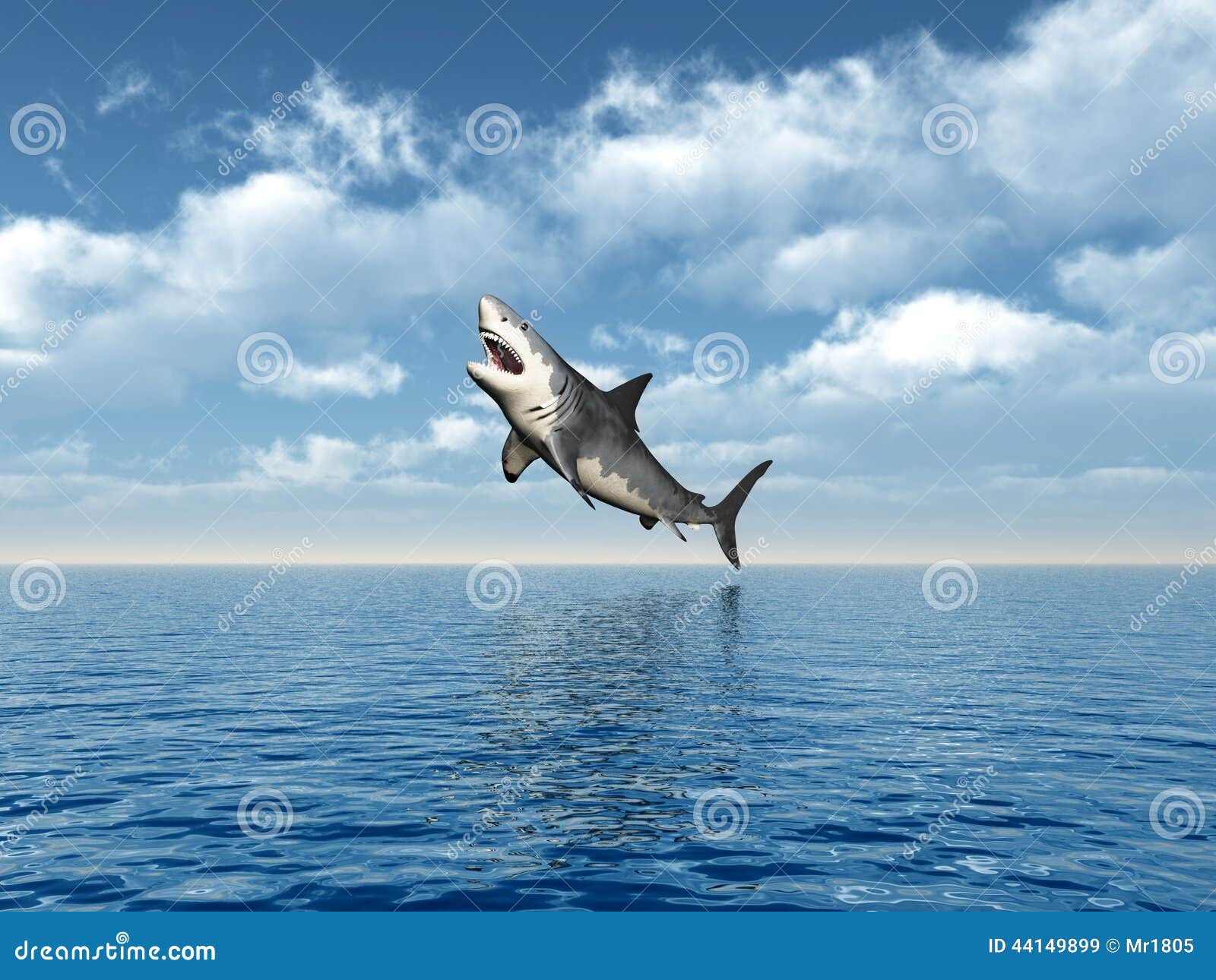 Het Grote Witte Haai Springen Stock Illustratie - Illustration of ...