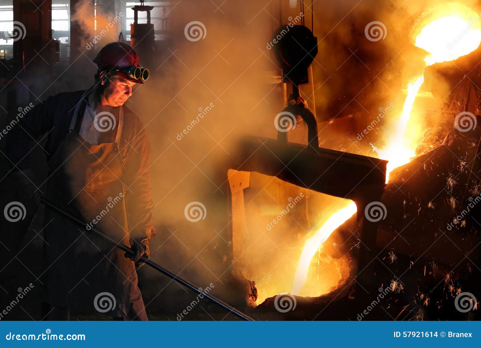 Het Harde Werk in De Gieterij Stock Foto - Image of gloed, handschoenen ...