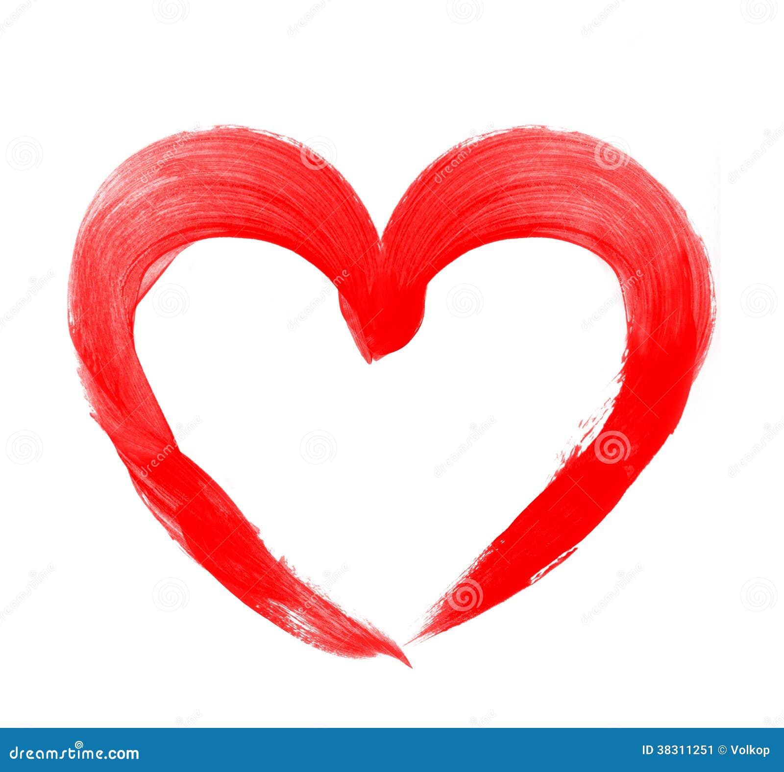 Het Hart Van De Liefdevorm Met Rode Verf Op Een Wit Wordt Getrokken Dat ...
