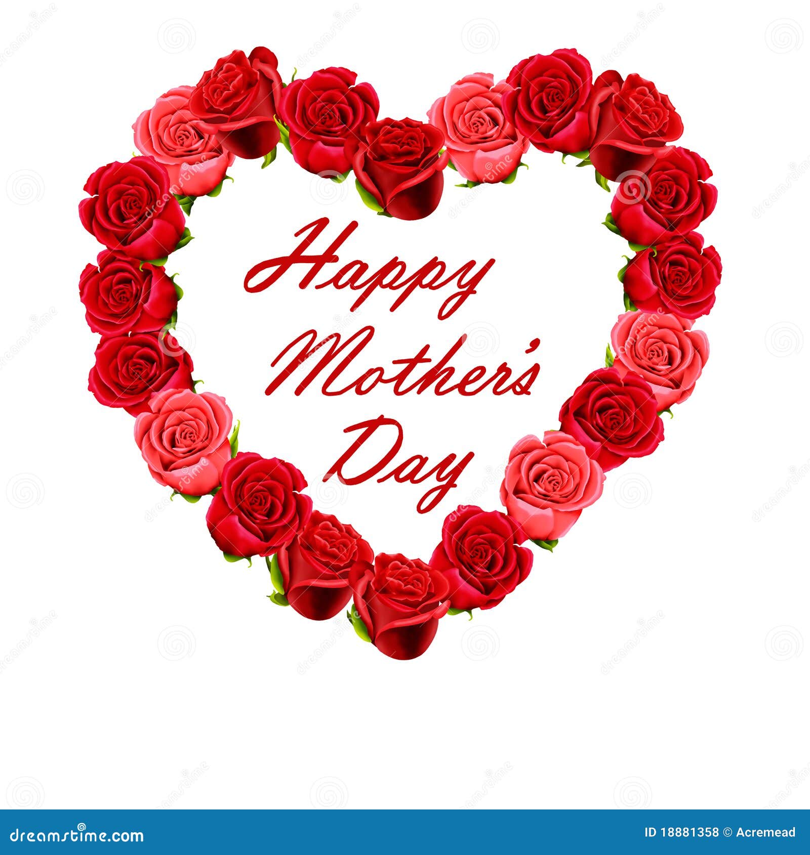 Het Hart Van De Moederdag Van Rode Rozen Stock Foto - Image of sluit ...
