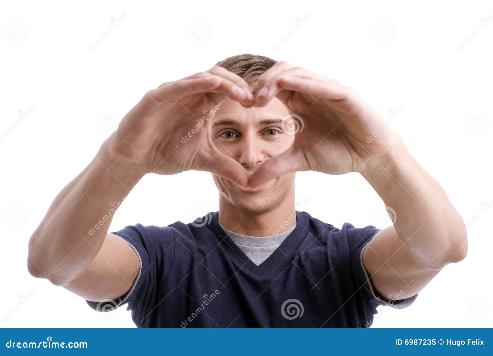 Het Hart Van De Tekening Van De Jonge Mens Met Handen Stock Afbeelding ...