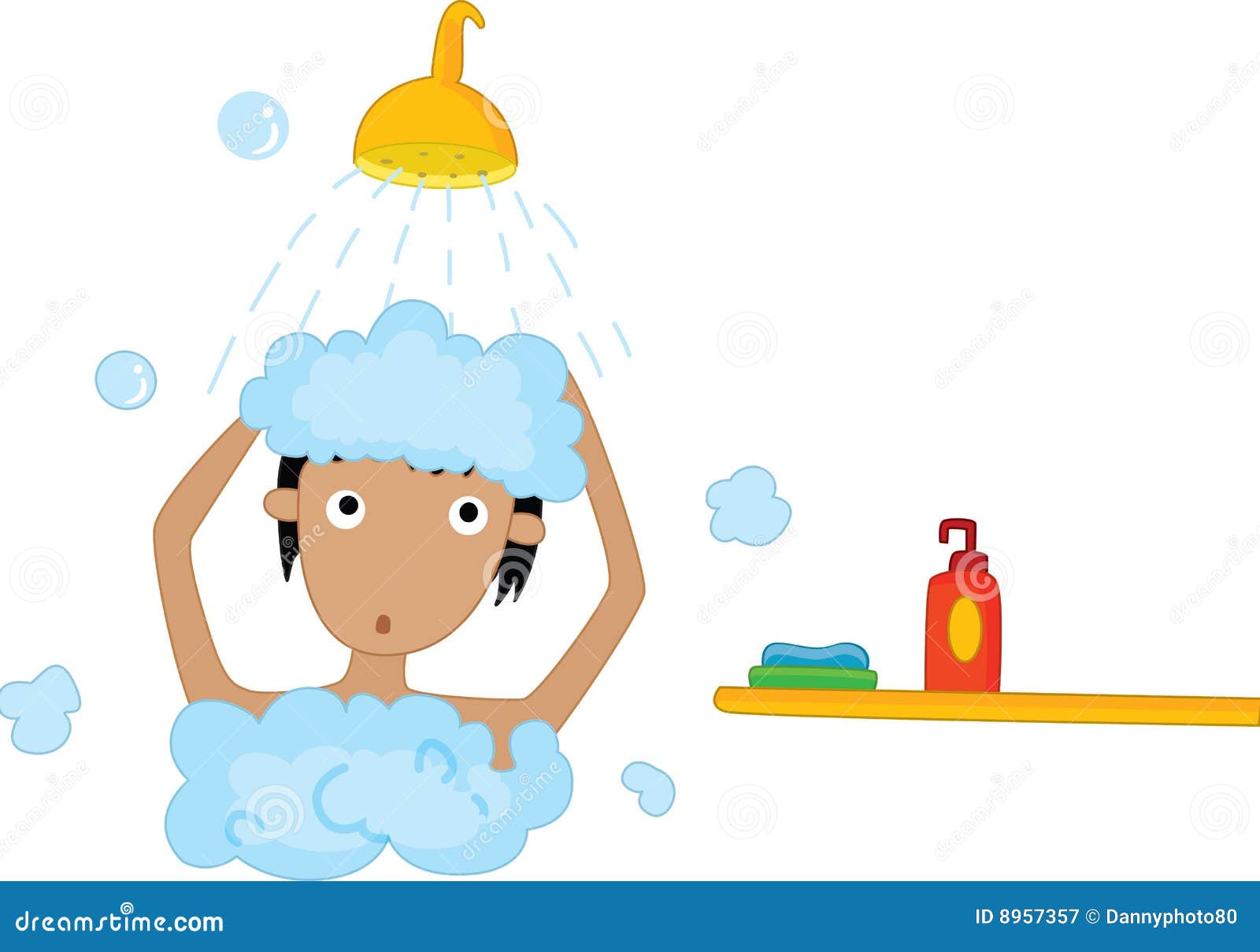 Het hebben van een douche vector illustratie. Illustration of bellen ...