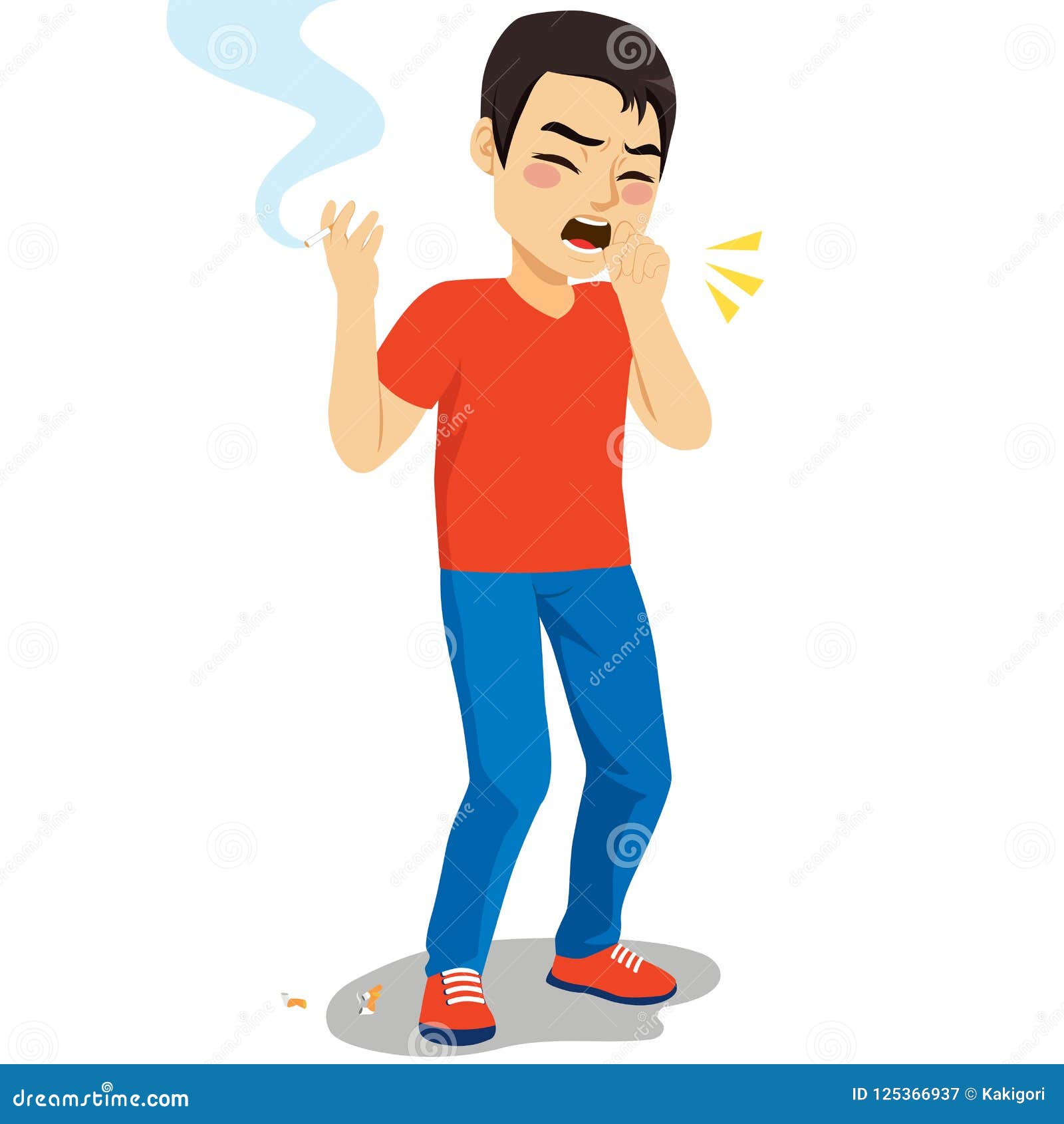 Het hoesten Mens het Roken vector illustratie. Illustration of ...