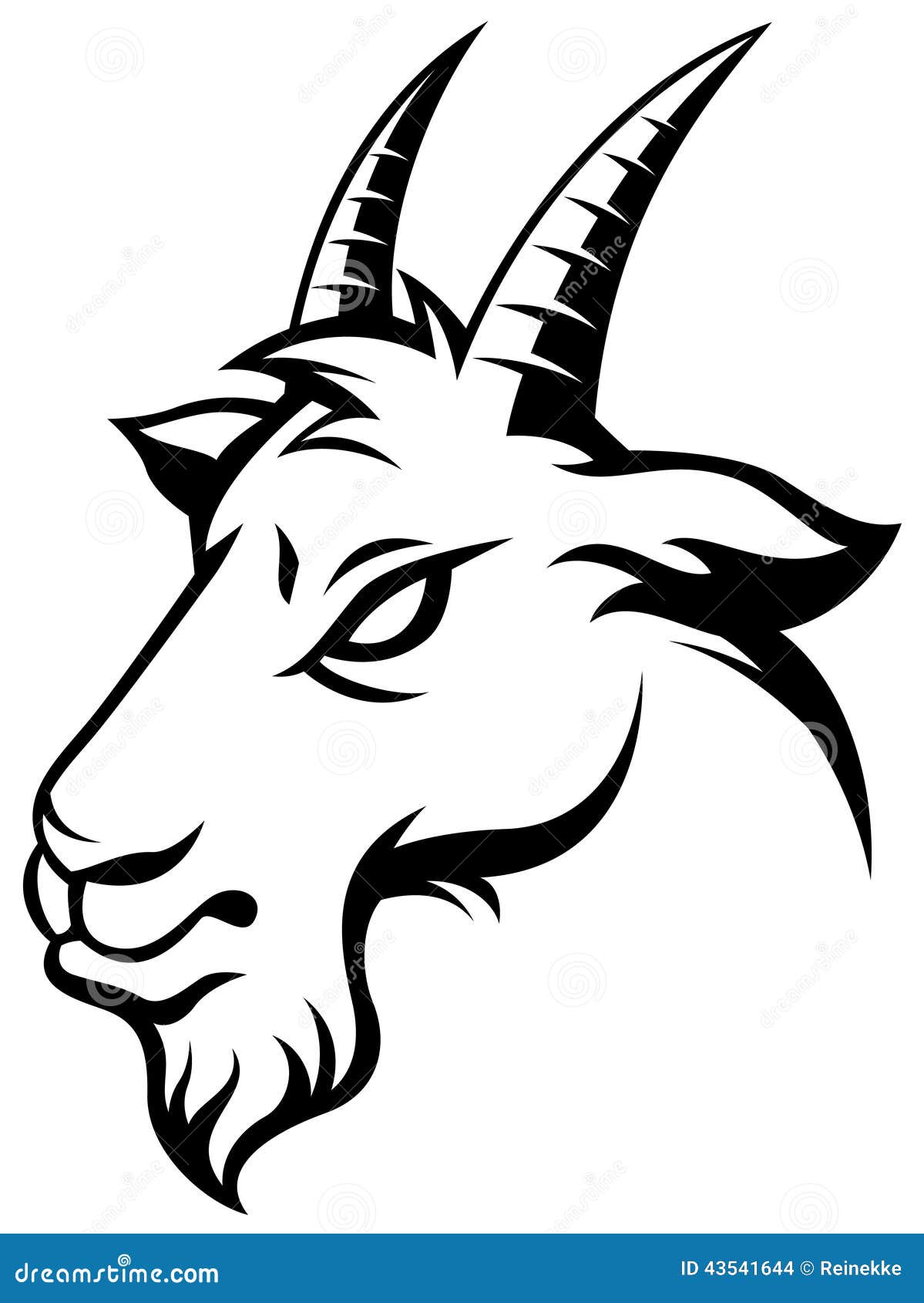 Het hoofd van de geit vector illustratie. Illustration of hoorn - 43541644