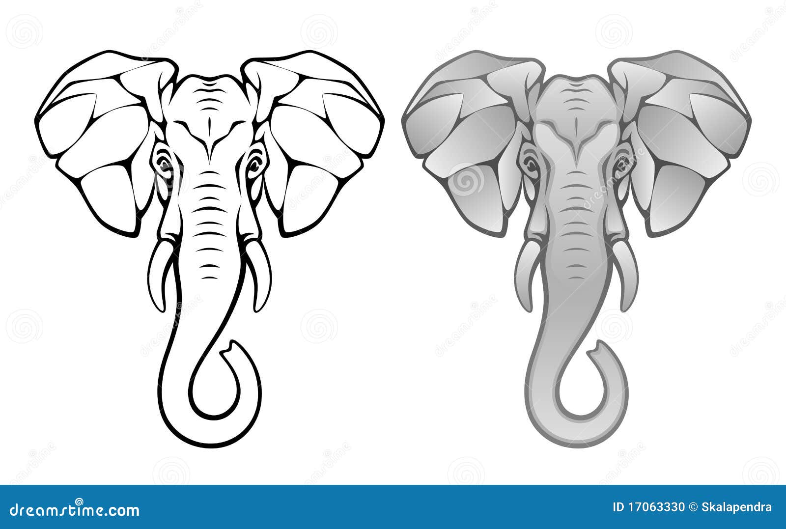 Het hoofd van de olifant vector illustratie. Illustration of mammoet ...