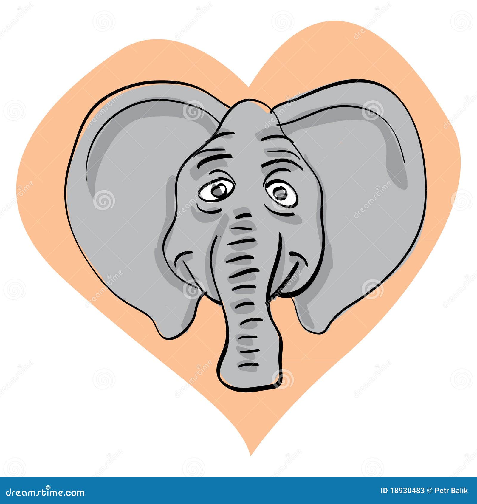 Het Hoofd Van De Olifant in Hart Stock Illustratie - Illustration of ...