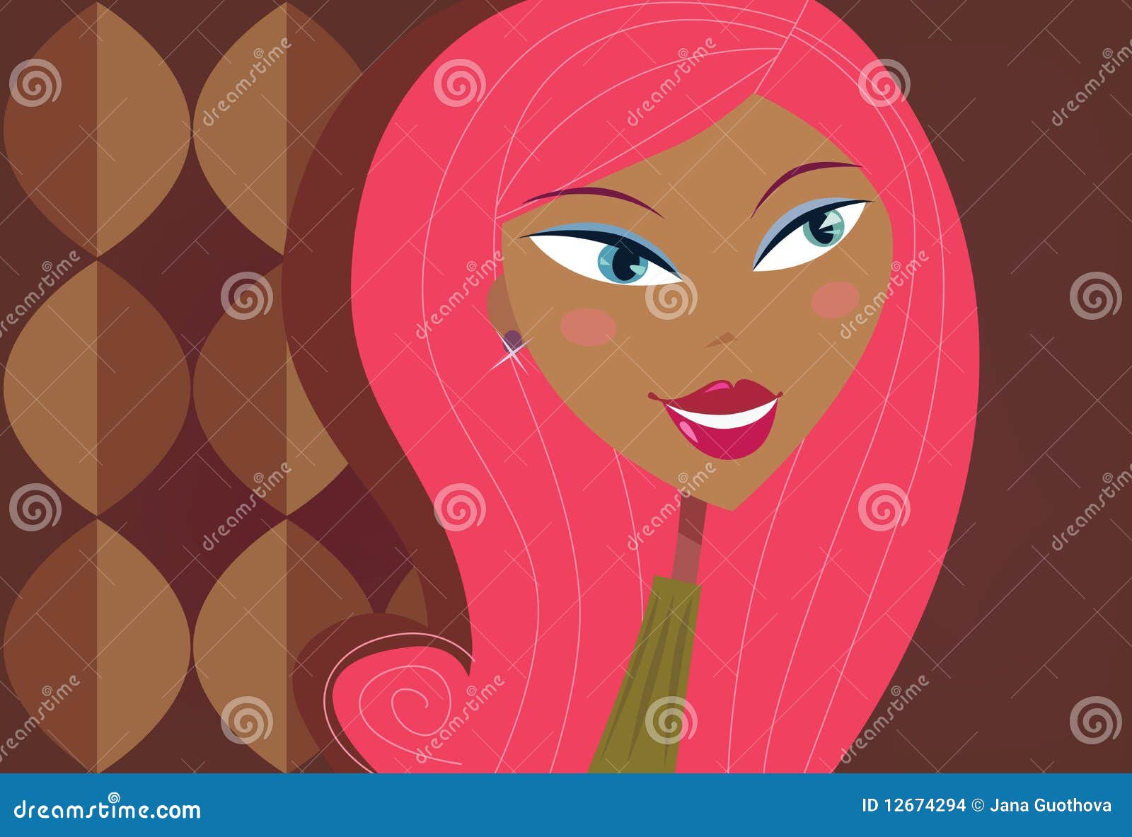 Het Hoofd Van De Vrouw Met Gek Rood Kapsel Stock Illustratie ...