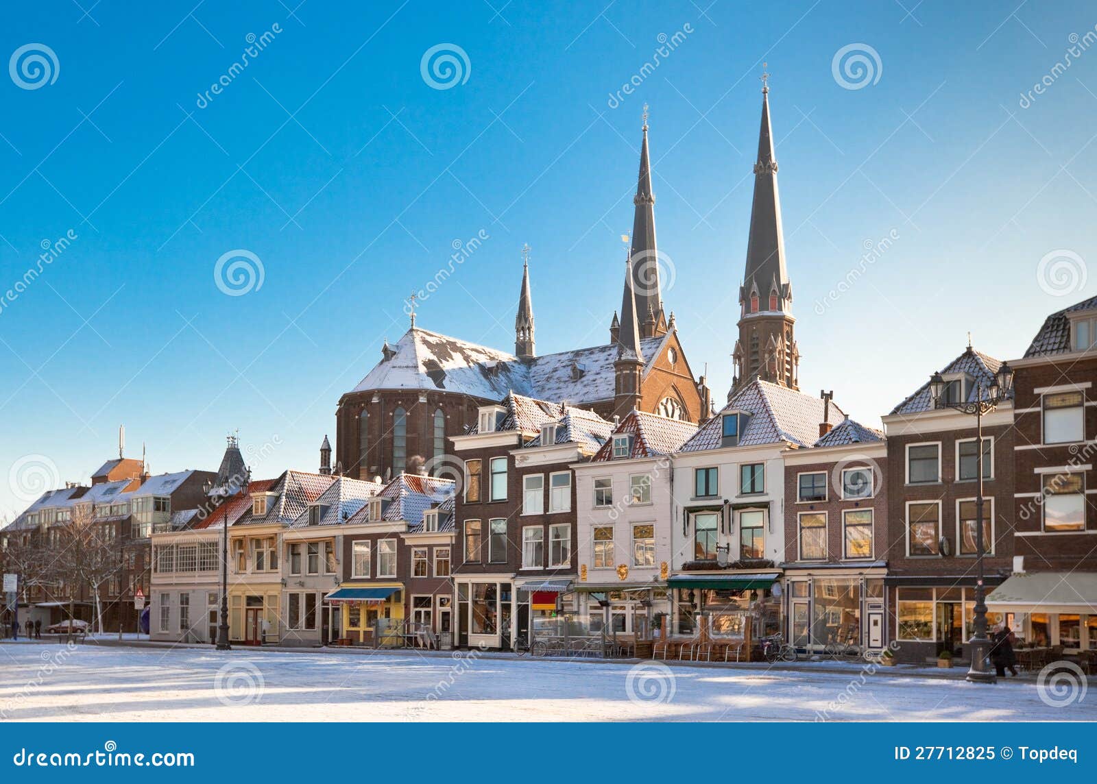 Het HoofdVierkant Van Delft Bij De Winter Stock Afbeelding - Image of ...