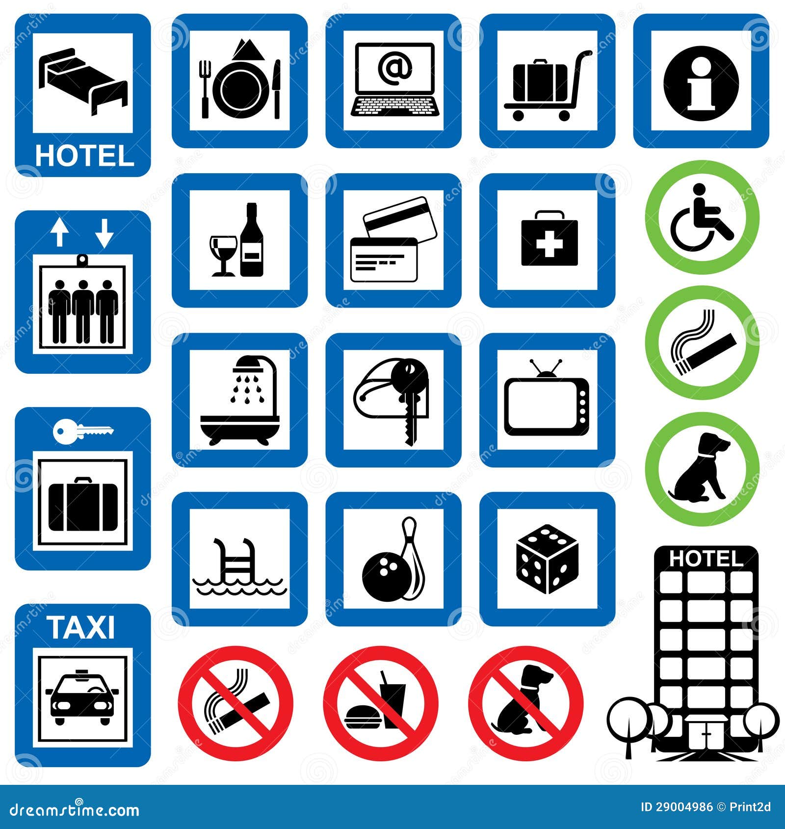 Het hotel van pictogrammen vector illustratie. Illustration of ...