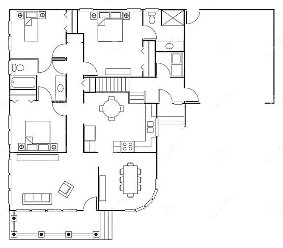 Het Huis van het vloerplan vector illustratie. Illustration of vloer ...