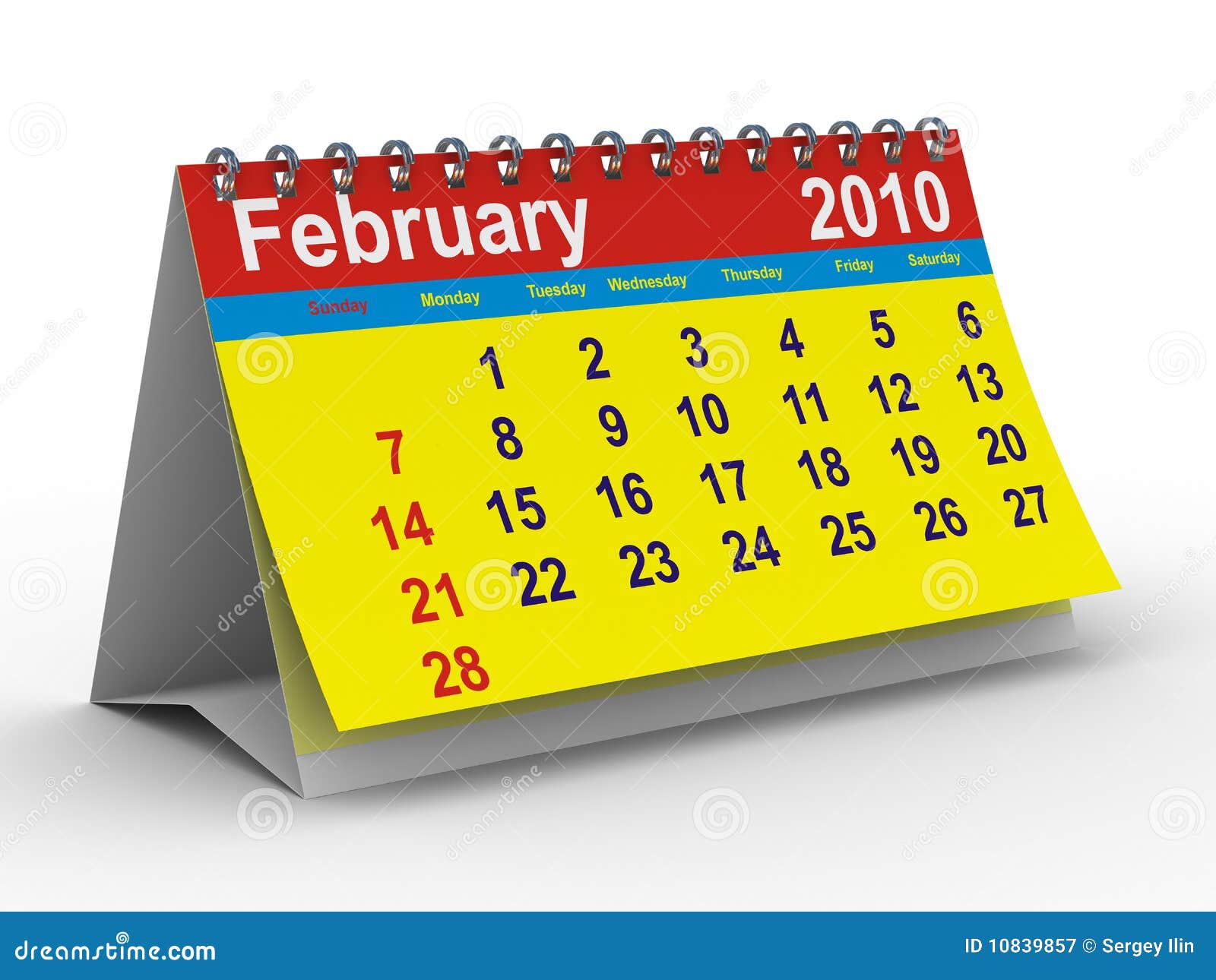 Het Jaarkalender Van 2010. Februari Stock Illustratie - Illustration of ...