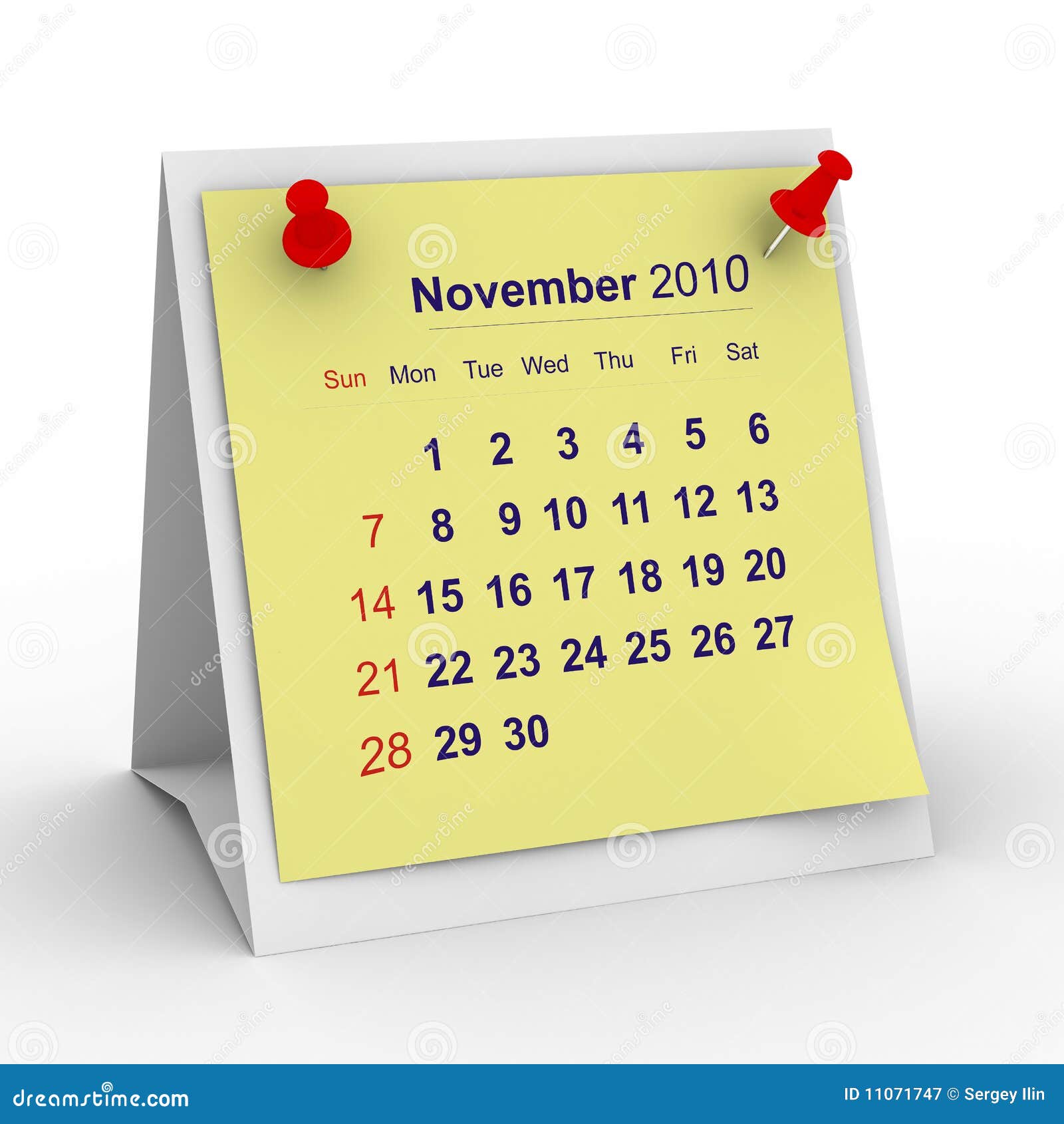 Het Jaarkalender Van 2010. November Stock Illustratie - Illustration of ...