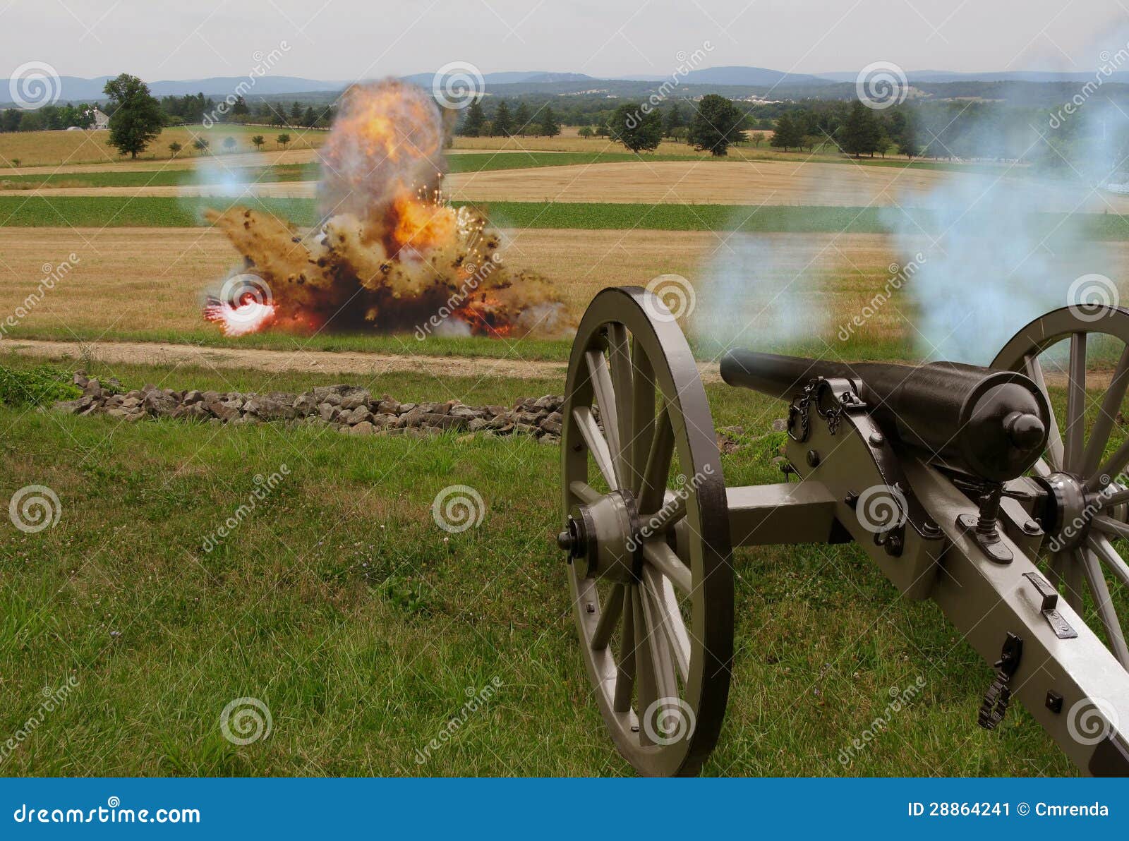 Het Kanon Van De Burgeroorlog Met Explosie Stock Afbeelding - Image of ...