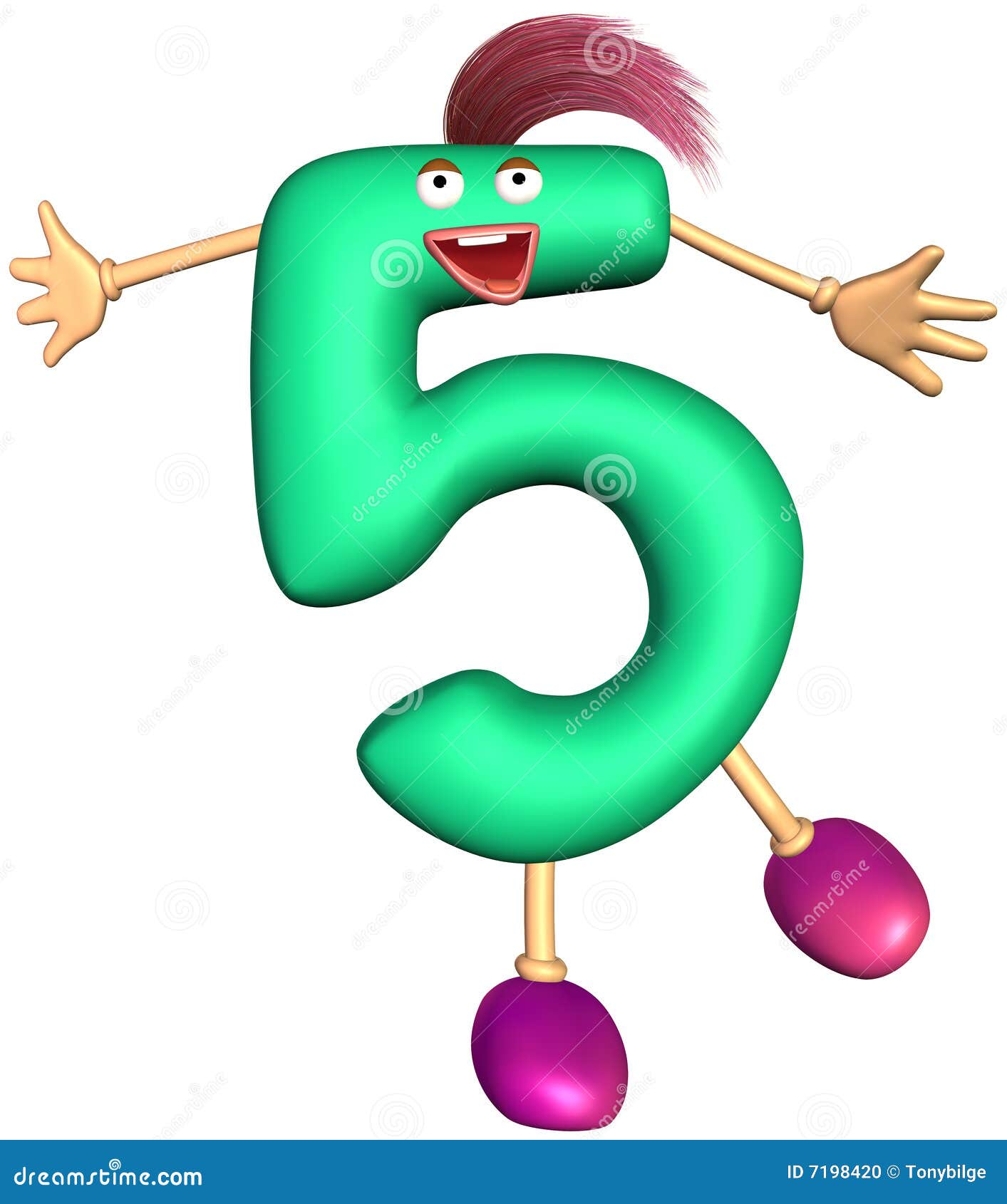 Het Karakter Van Het Cijfer Van Vijf Stock Illustratie - Illustration ...