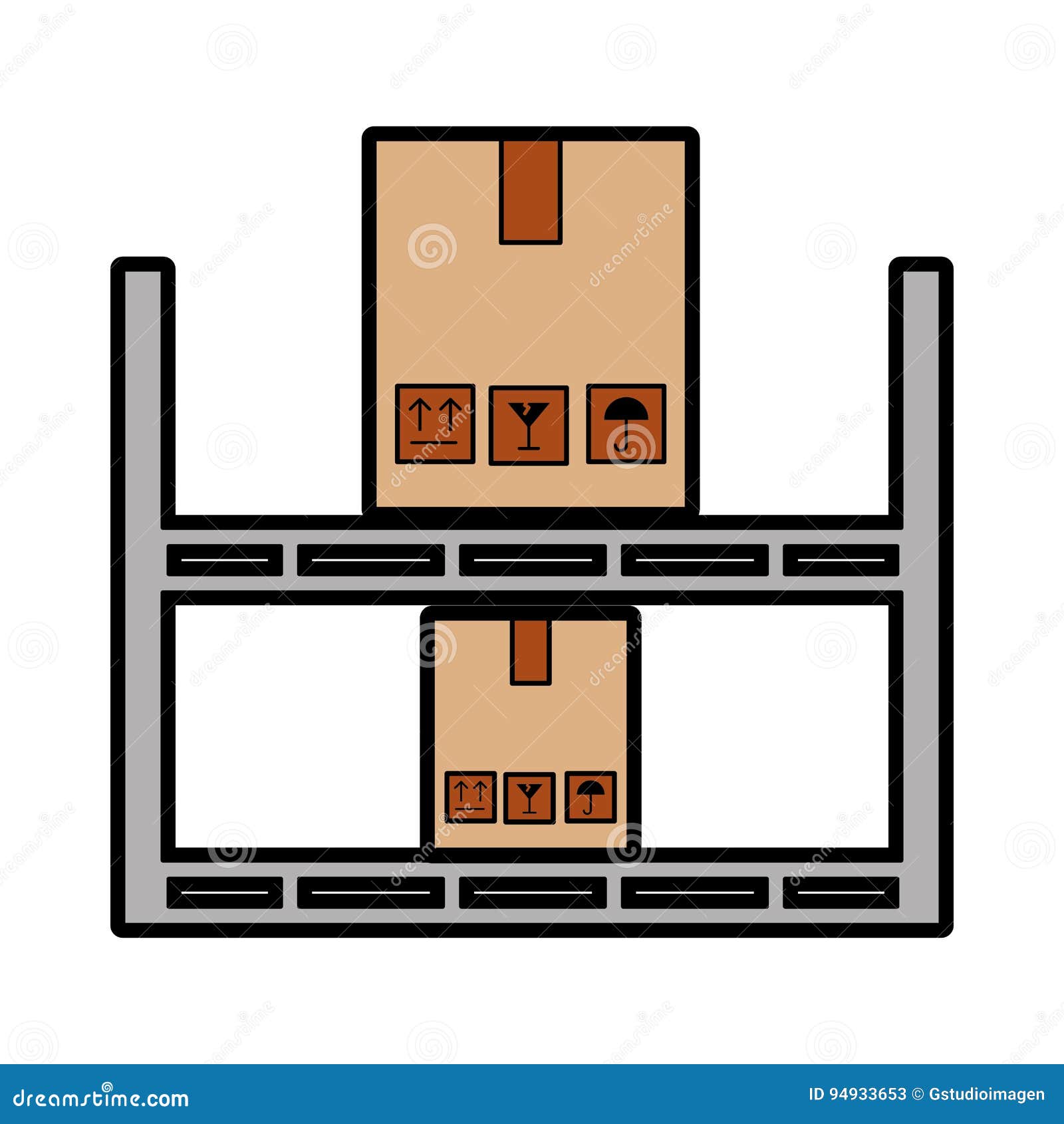Het Karton Van Stapeldozen in Het Pictogram Van De Plankenlevering ...
