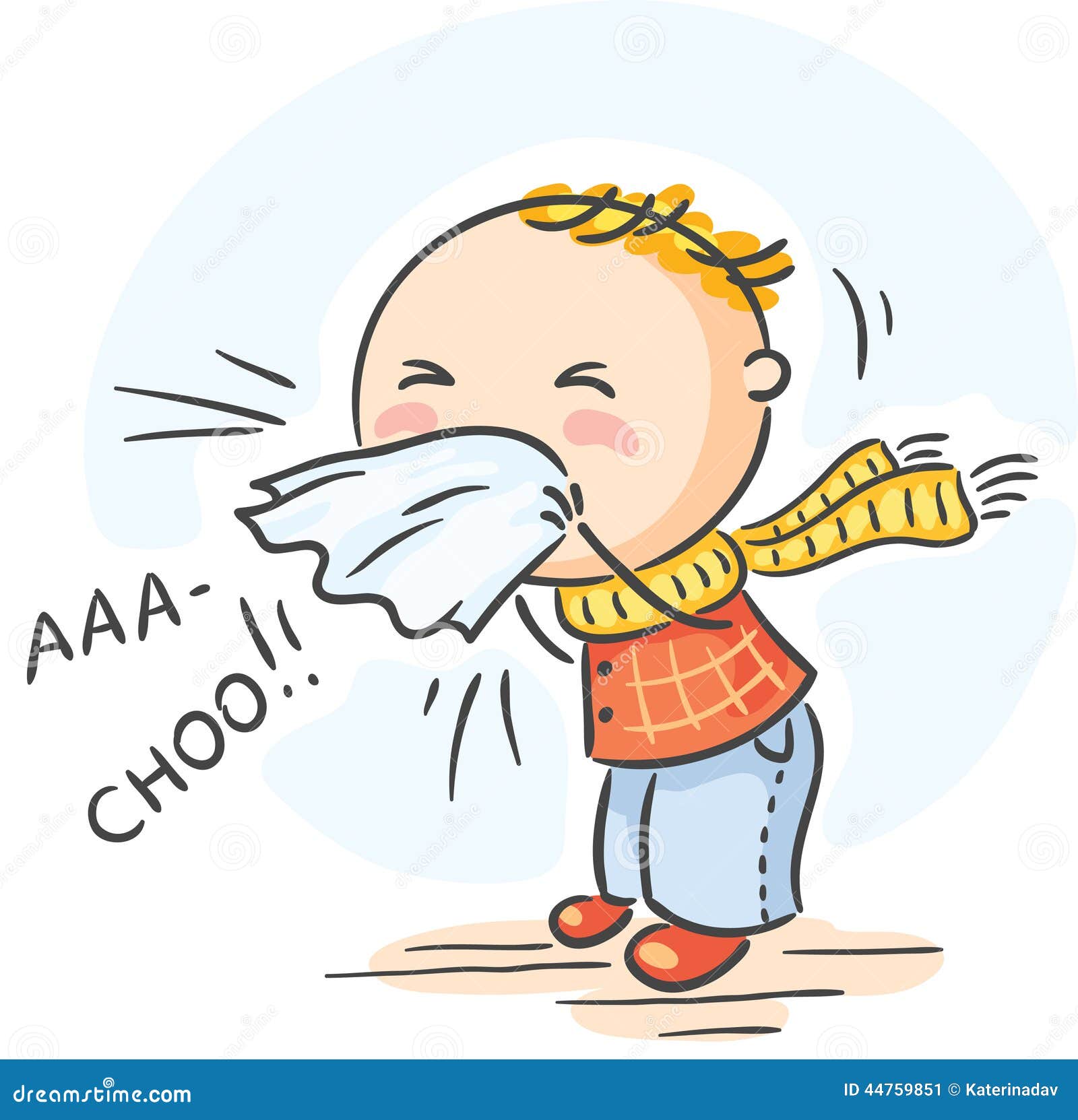 Het Kind Heeft Griep En Niest Vector Illustratie - Illustration of ...