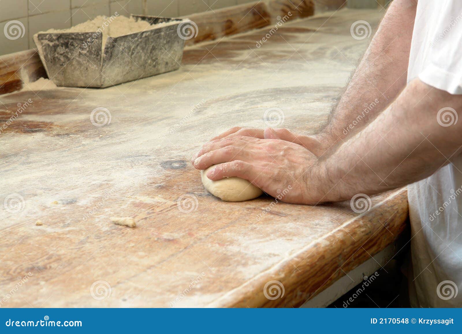 Het Kneden Van Brood in De Hand Van De Bakker Stock Foto - Image of ...