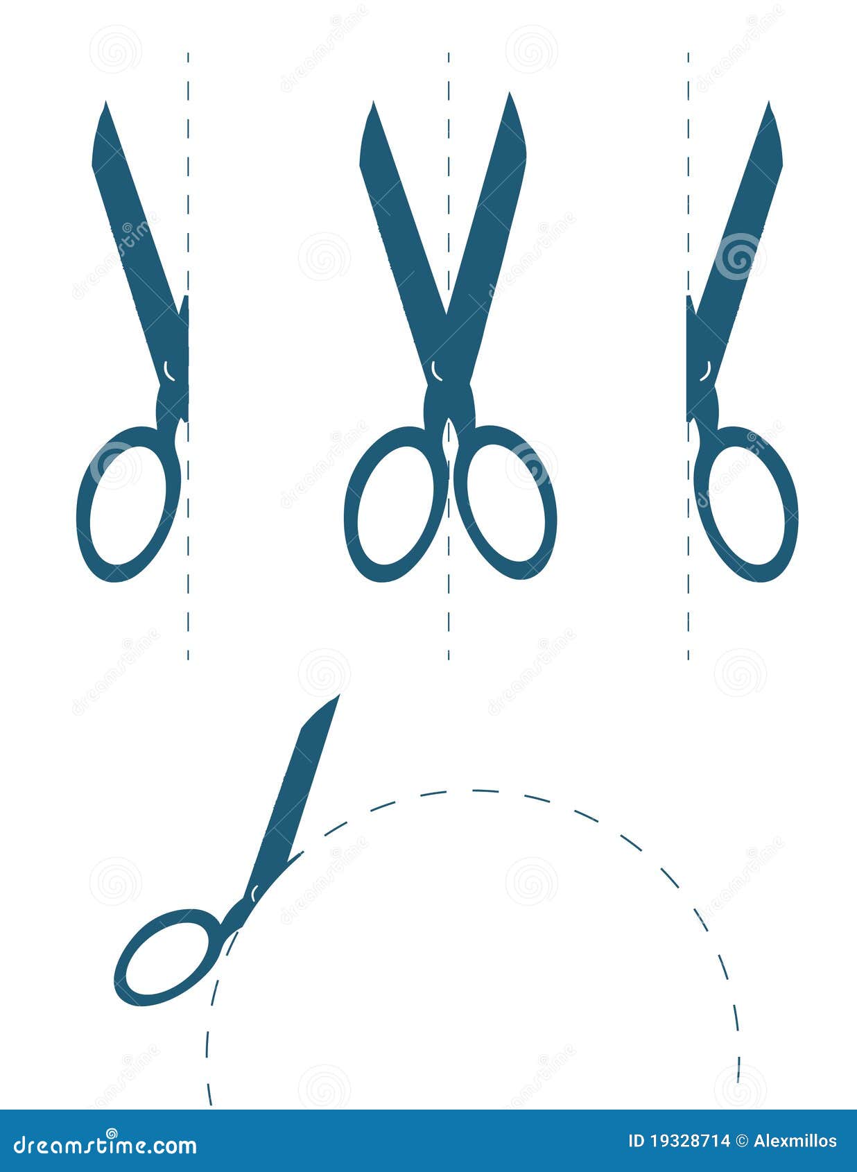 Het Knipsel Van De Schaar Volgens De Gestippelde Lijn Stock Illustratie ...