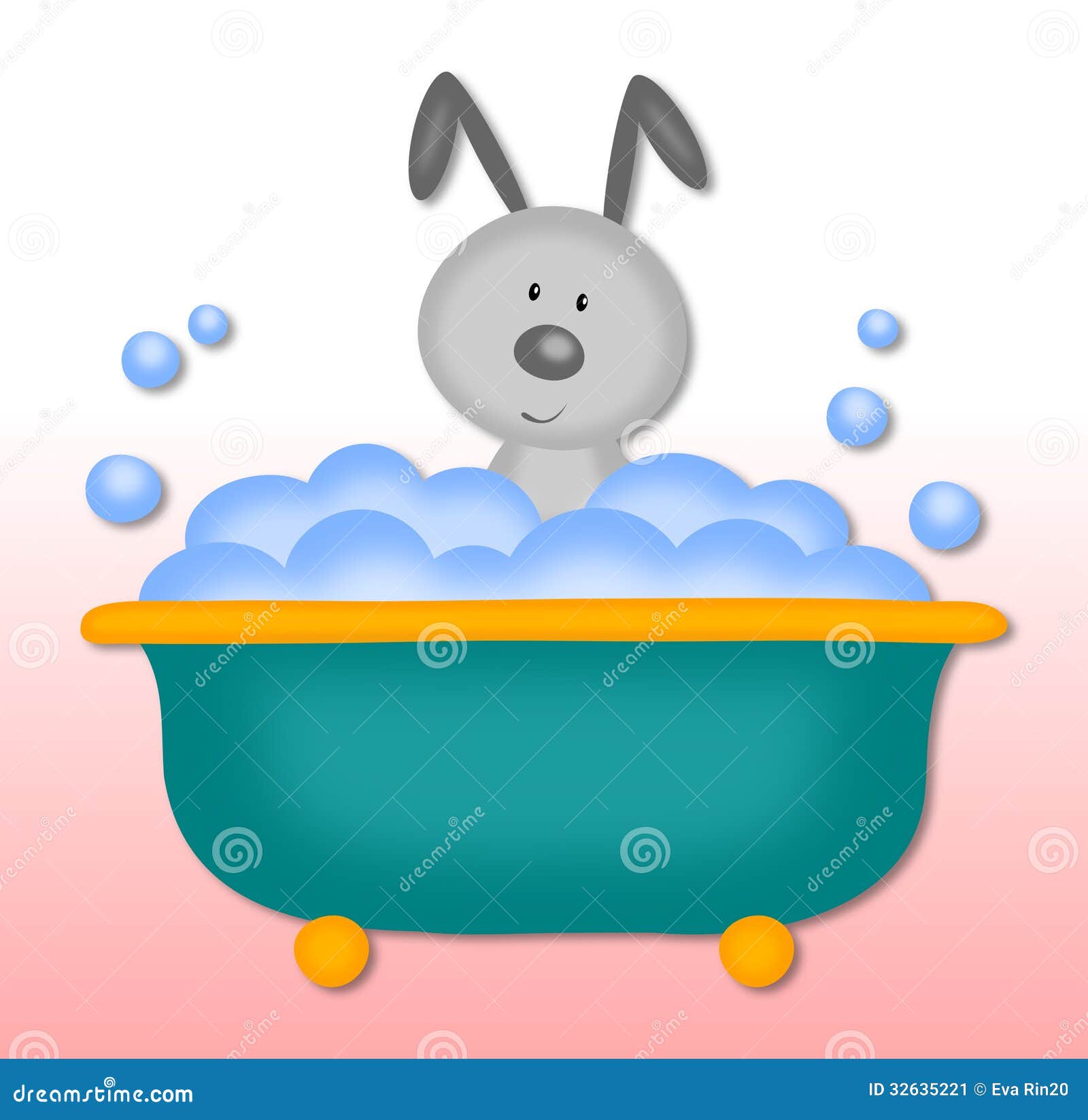 Het Konijntje Maakt Badtijd Stock Illustratie - Illustration of ...