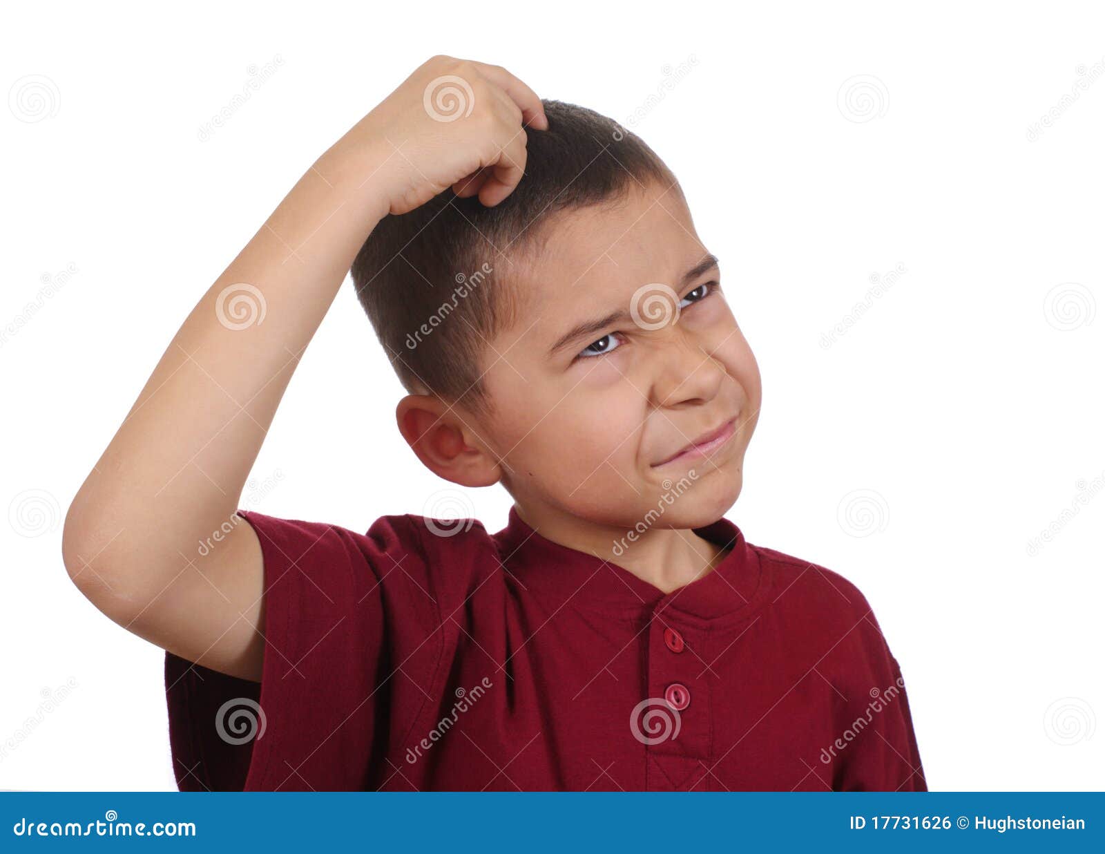 Het Krassende Hoofd Dat Van De Jongen Verward Denkt Stock Foto - Image ...