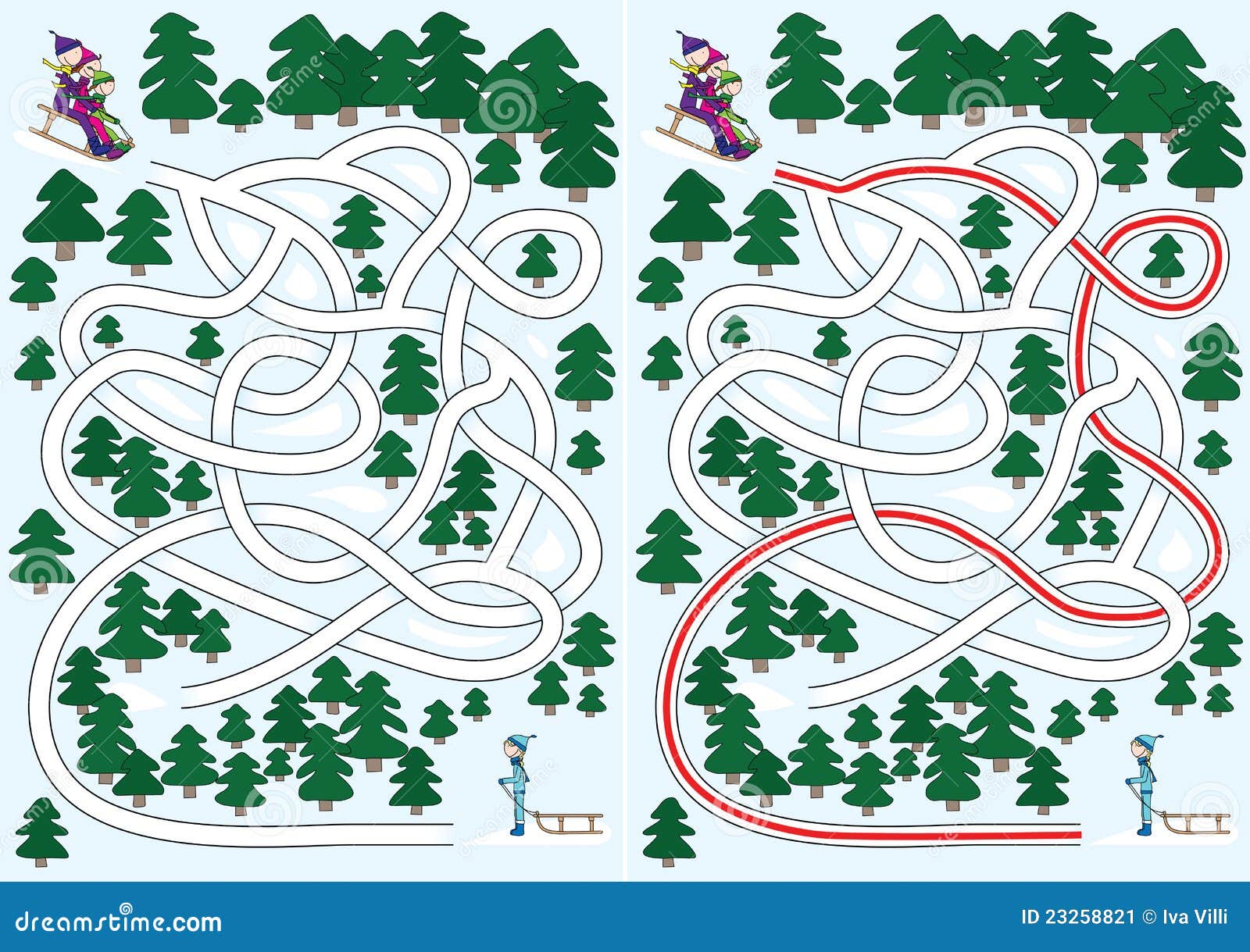 Het labyrint van de winter vector illustratie. Illustration of spel ...