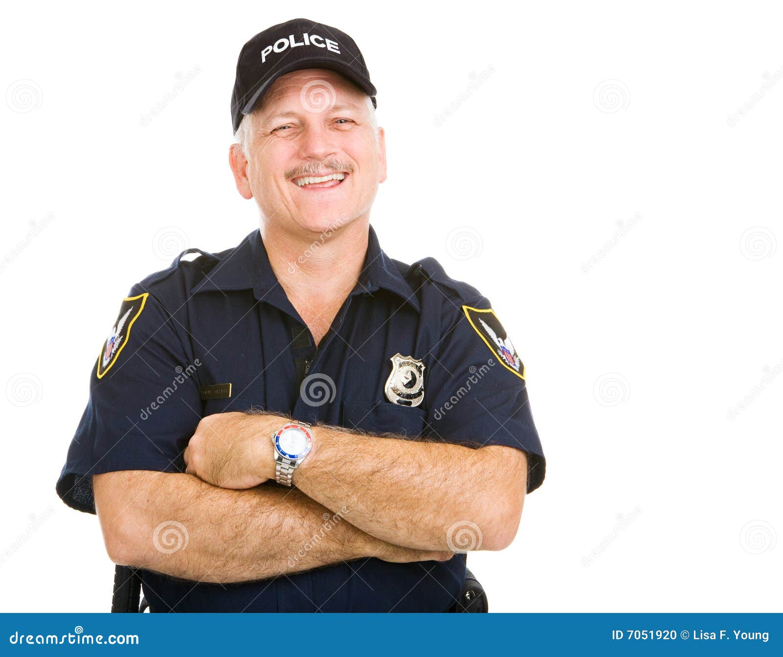 Het Lachen Van De Politieman Stock Foto - Image of gevouwen, geïsoleerd ...