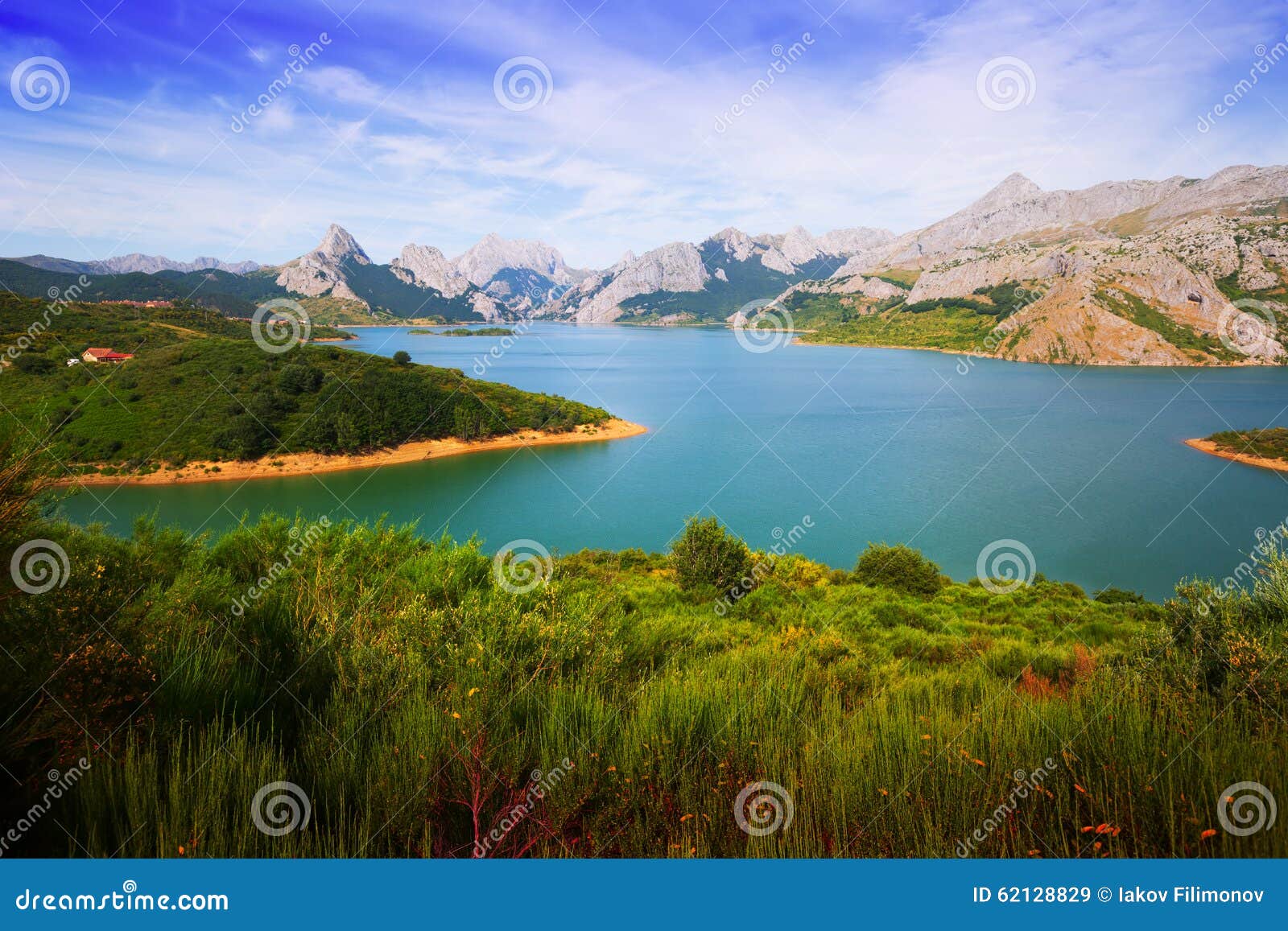 Het Landschap Van De Zomer Met Meer Stock Afbeelding - Image of europa ...