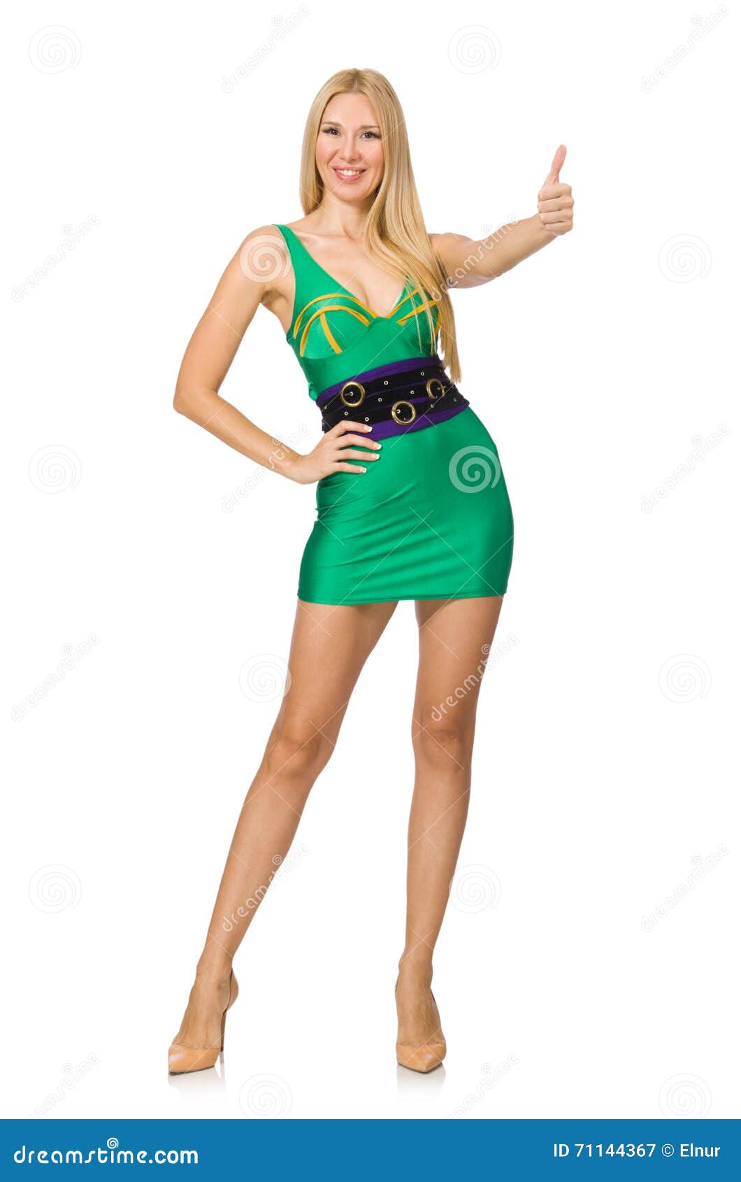 Het Lange Model in Mini Groene Kleding Stock Afbeelding - Image of ...