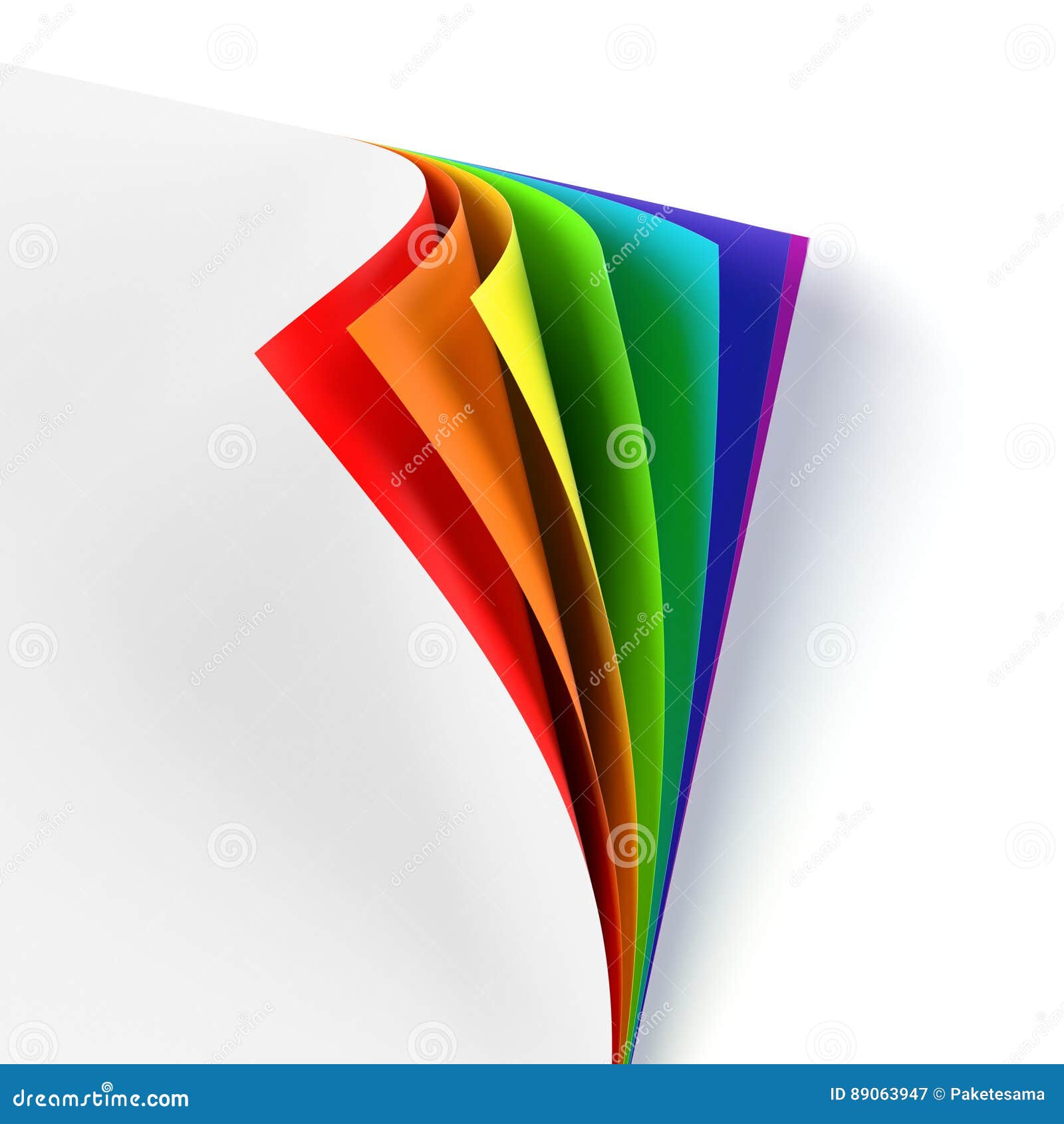 Het Lege Document Met Regenboog Kleurde Gekrulde Hoek Stock Illustratie ...