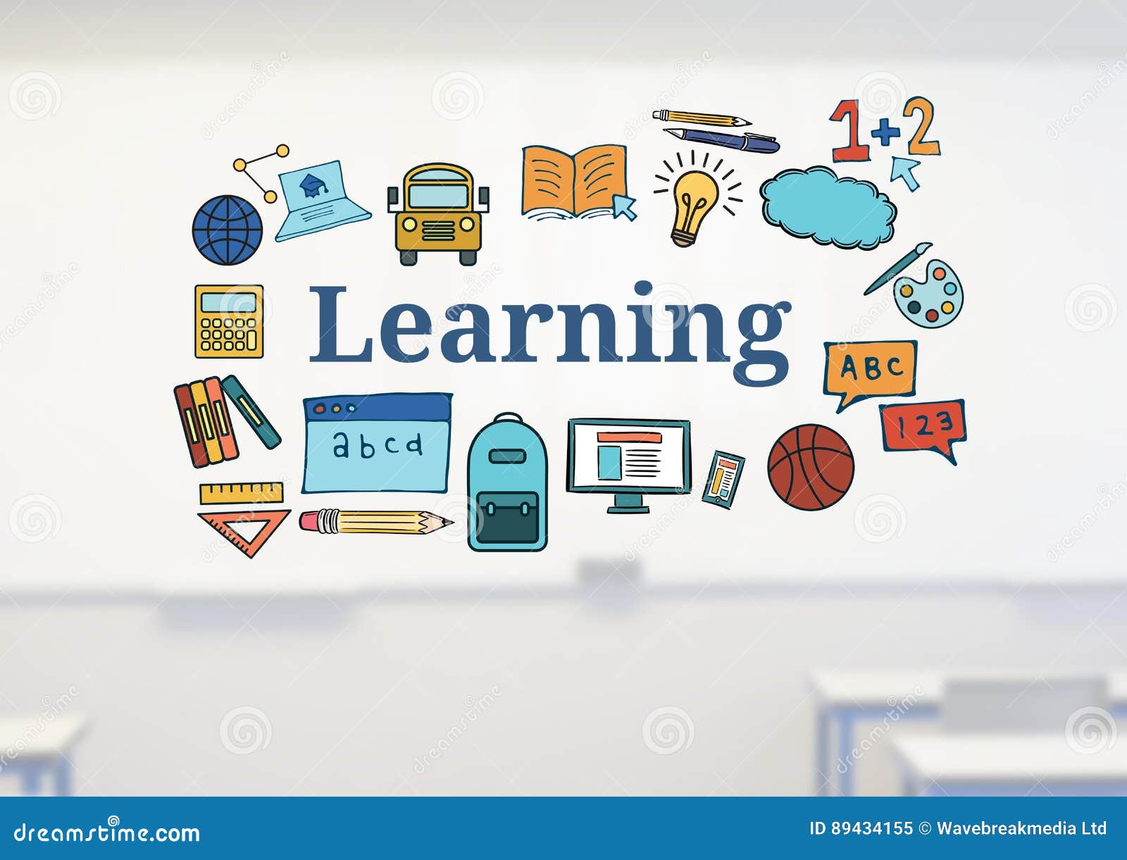 Het Leren Tekst Met Tekeningengrafiek Stock Illustratie - Illustration ...