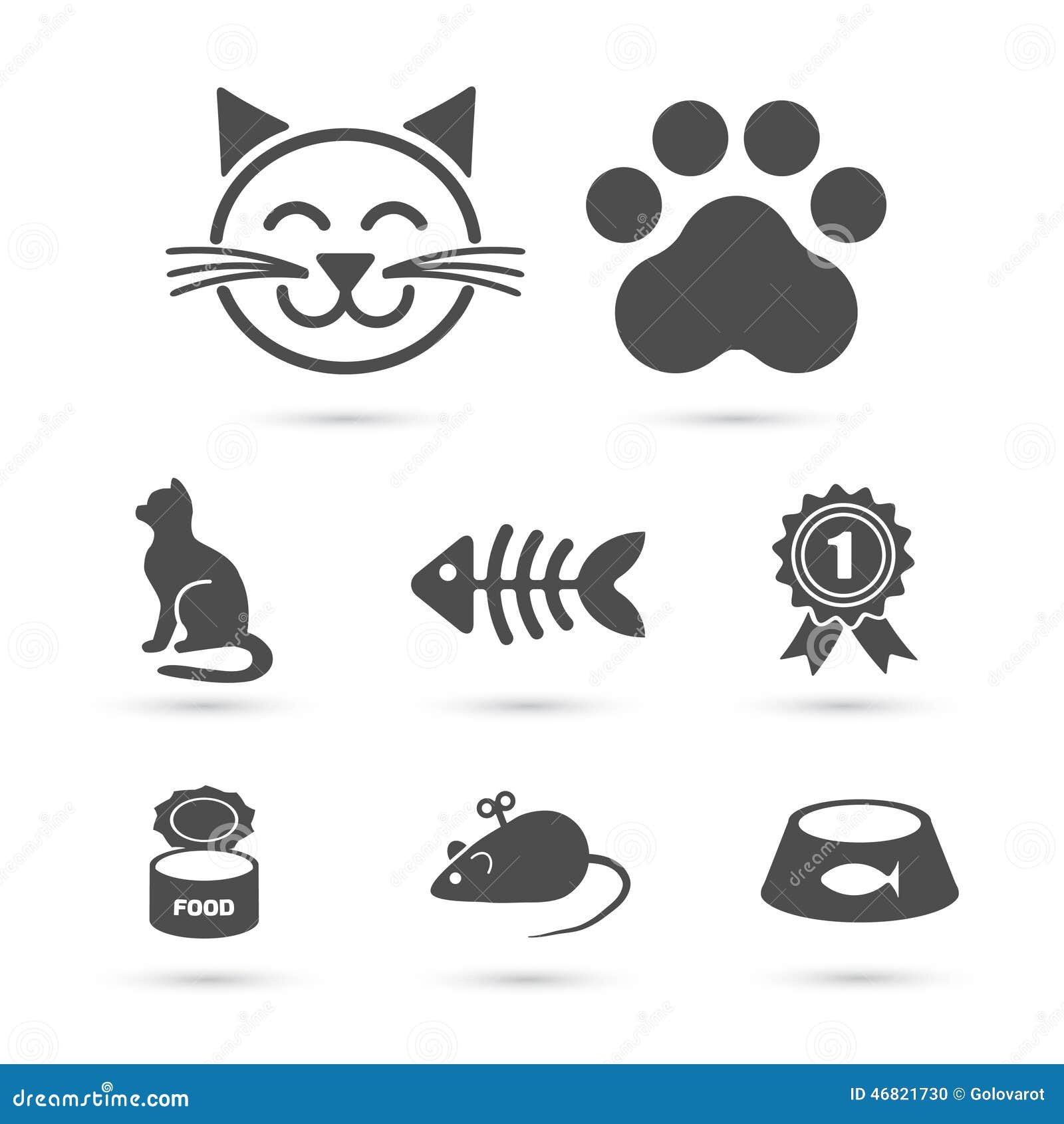 Het Leuke Symbool Van Het Kattenpictogram Dat Op Wit Wordt Geplaatst ...