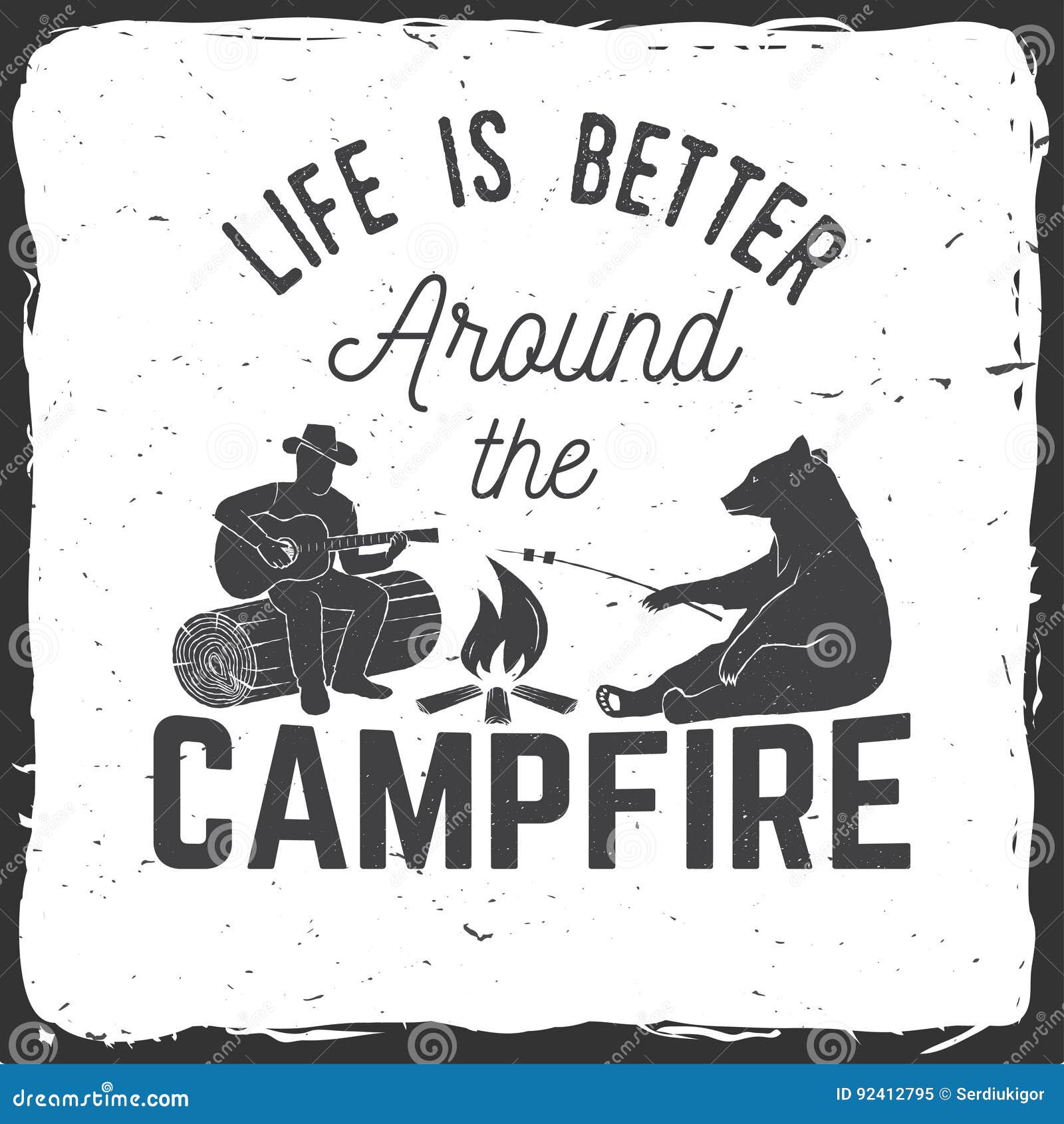 Het Leven is Beter Rond Het Kampvuur Vector Illustratie Vector ...