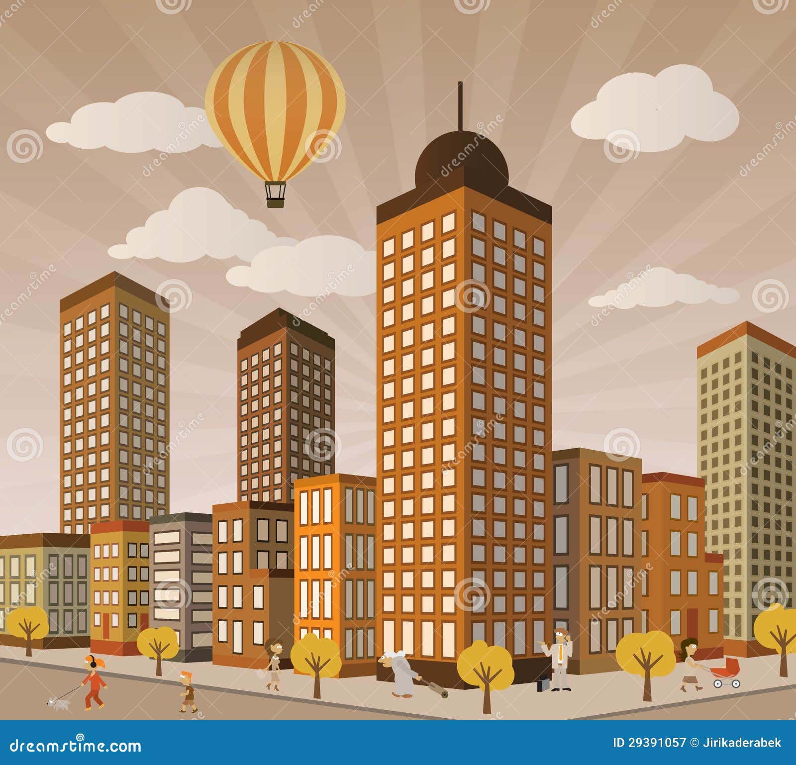 Het Leven Van De Stad in Perspectief Vector Illustratie - Illustration ...