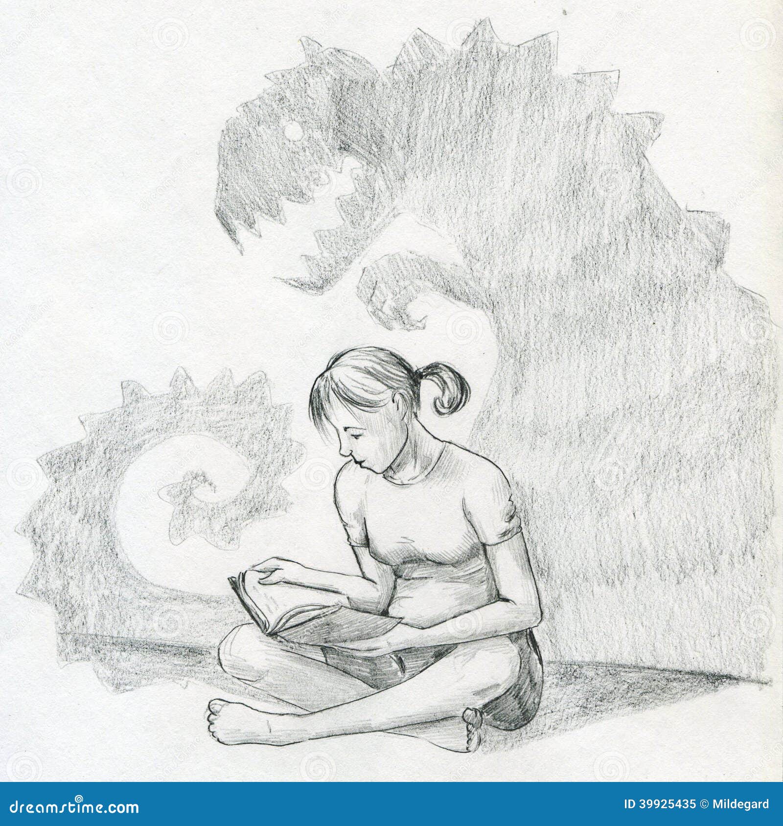 Het lezen van een eng boek stock illustratie. Illustration of ...