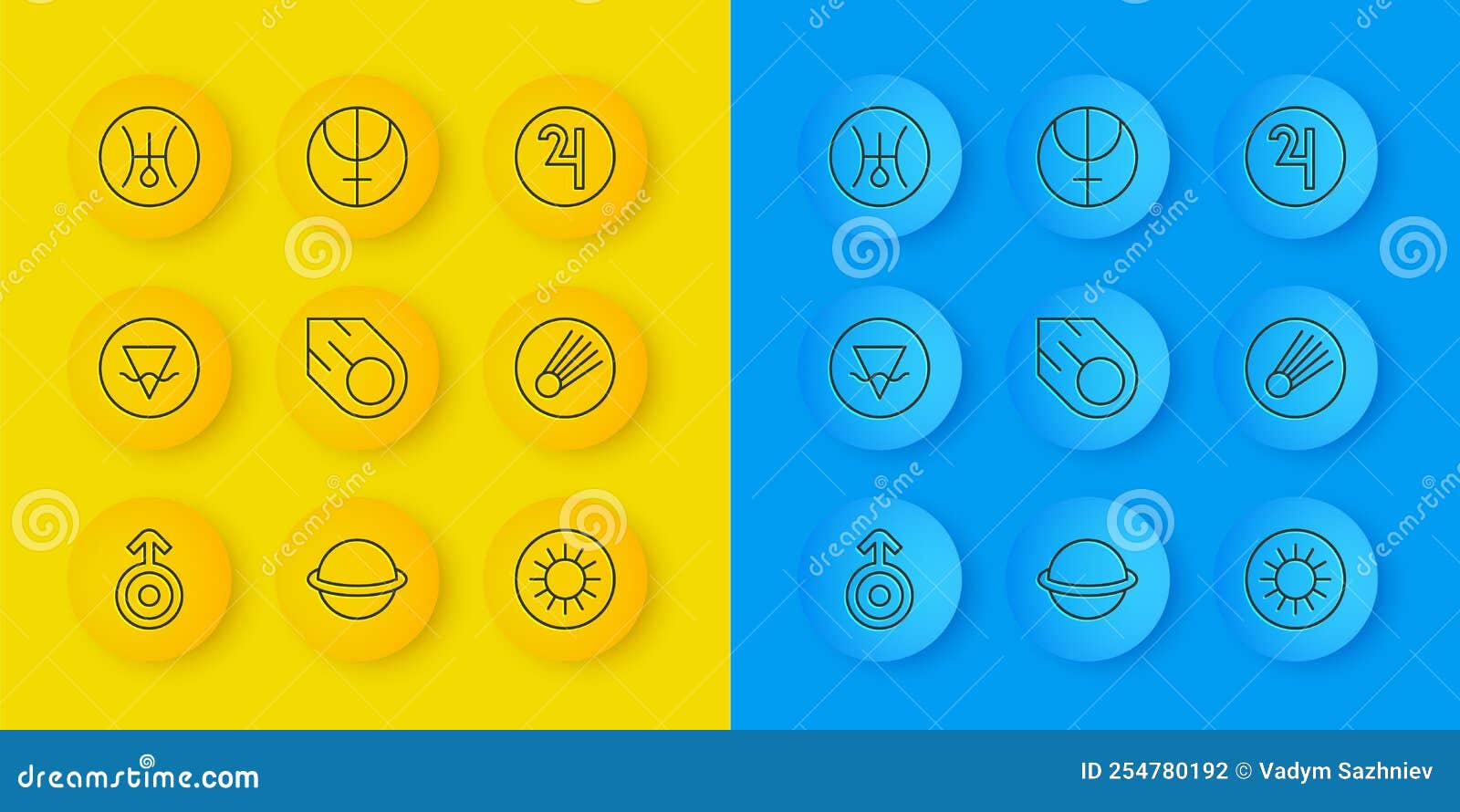 Het Lijnsymbool Uranus Aarde Element Comet Sun Jupiter En ...