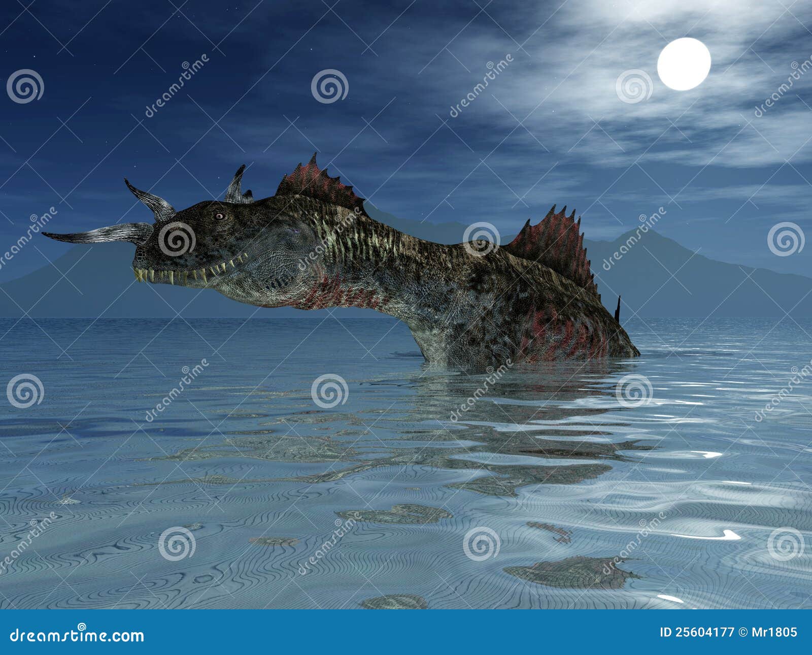 Het Loch Monster van Ness stock illustratie. Illustration of nacht ...