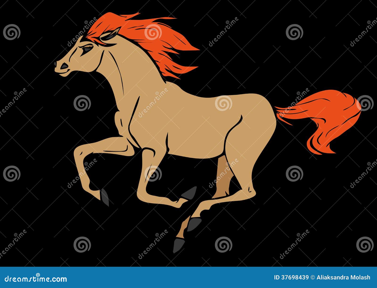 Het lopen paard vector illustratie. Illustration of artistiek - 37698439