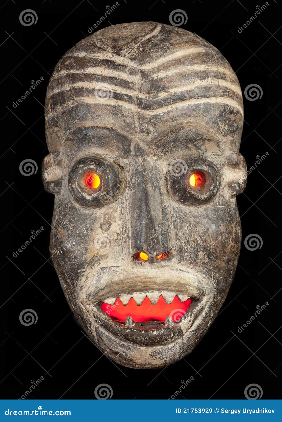 Het Masker Van Het Gezicht Met Rode Kwade Ogen. Stock Afbeelding ...