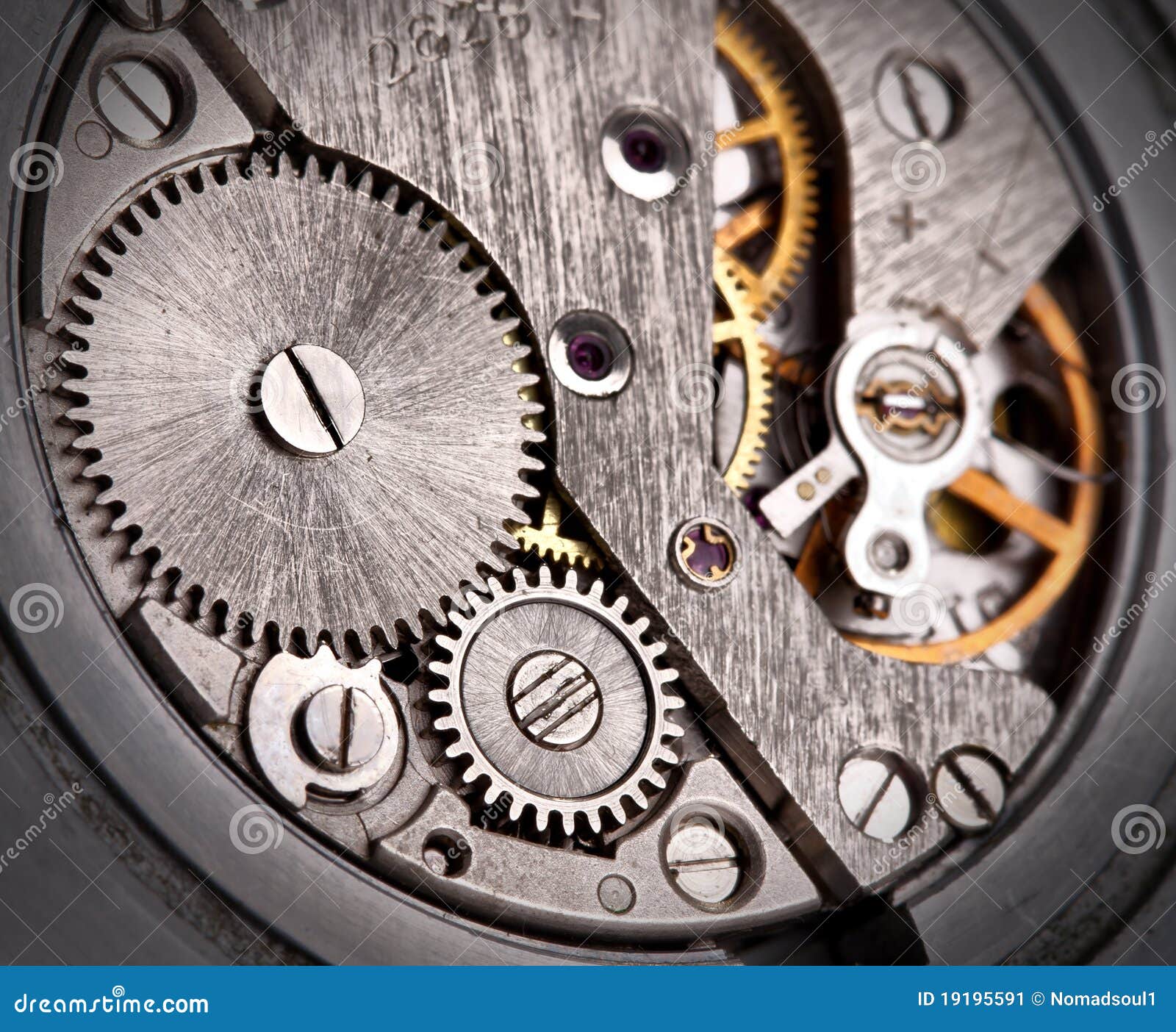 Het mechanisme van de klok stock afbeelding. Image of machine - 19195591