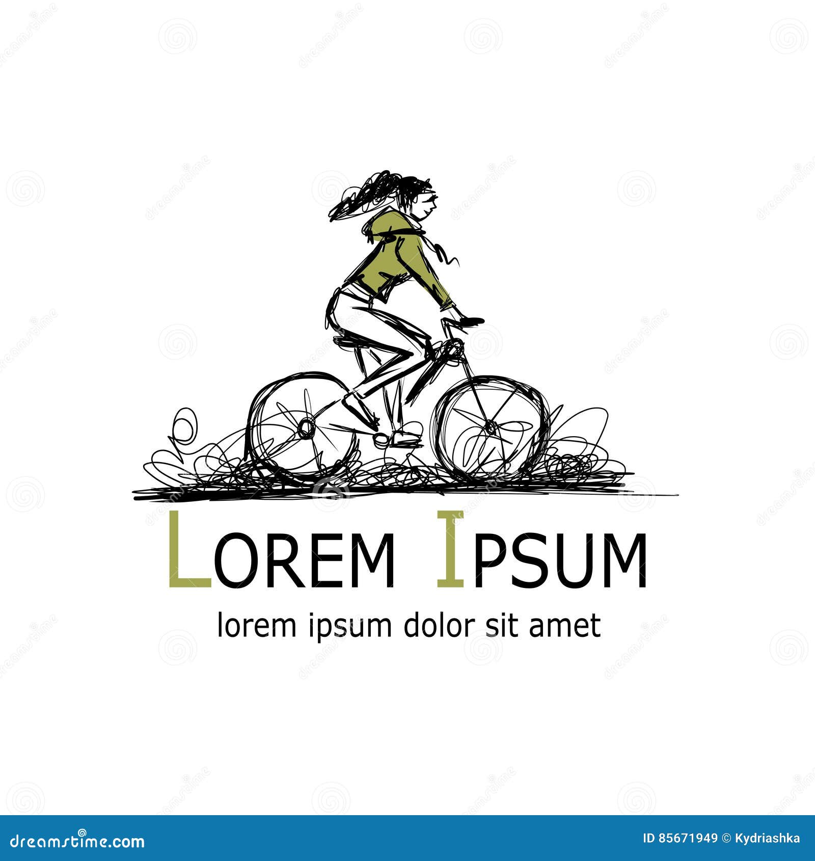 Het Meisje Berijdt Fiets, Schets Voor Uw Ontwerp Vector Illustratie ...