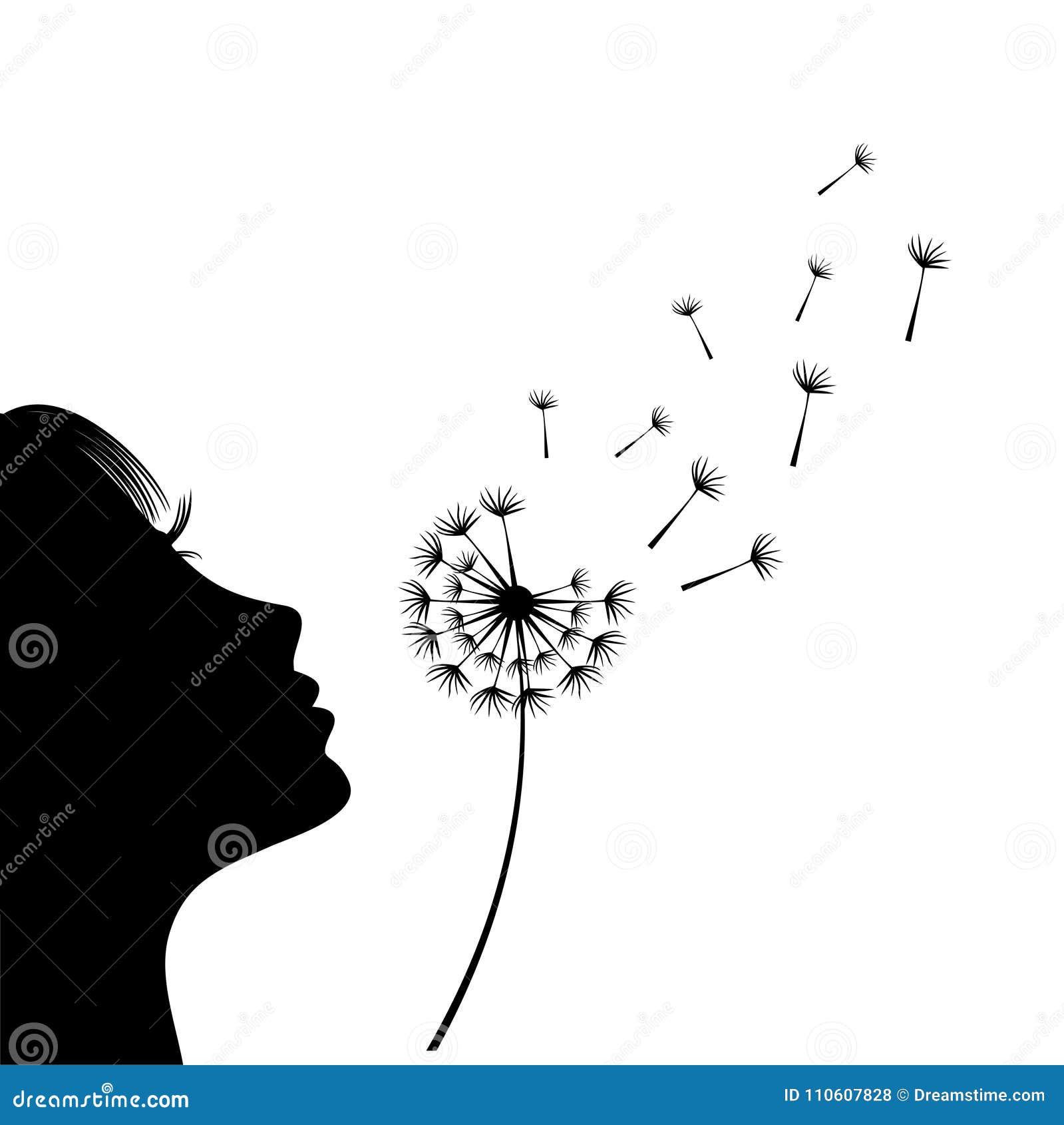 Het Meisje Blaast Een Paardebloem Silhouet Vector Illustratie ... Het Meisje Blaast Een Paardebloem Silhouet Vector Illustratie ...